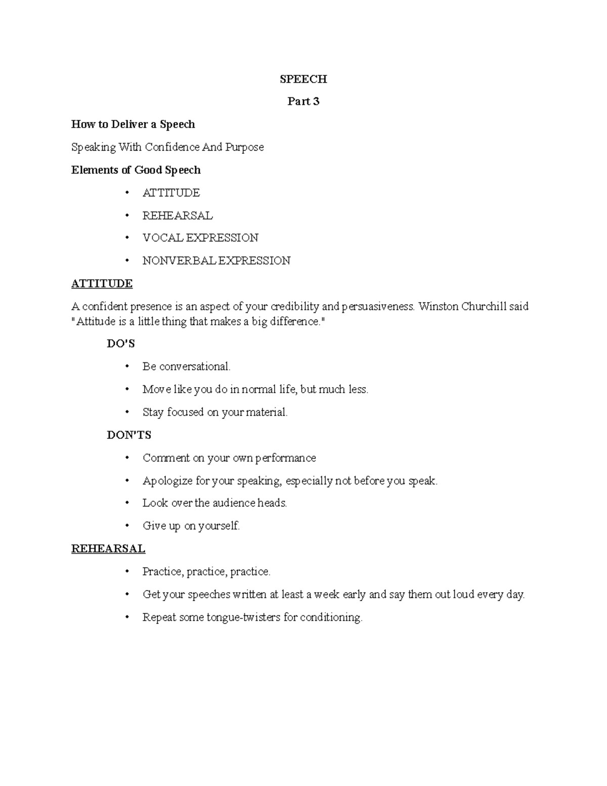 Speech 3 - SPEECH Part 3 How to Deliver a Speech Speaking With ...