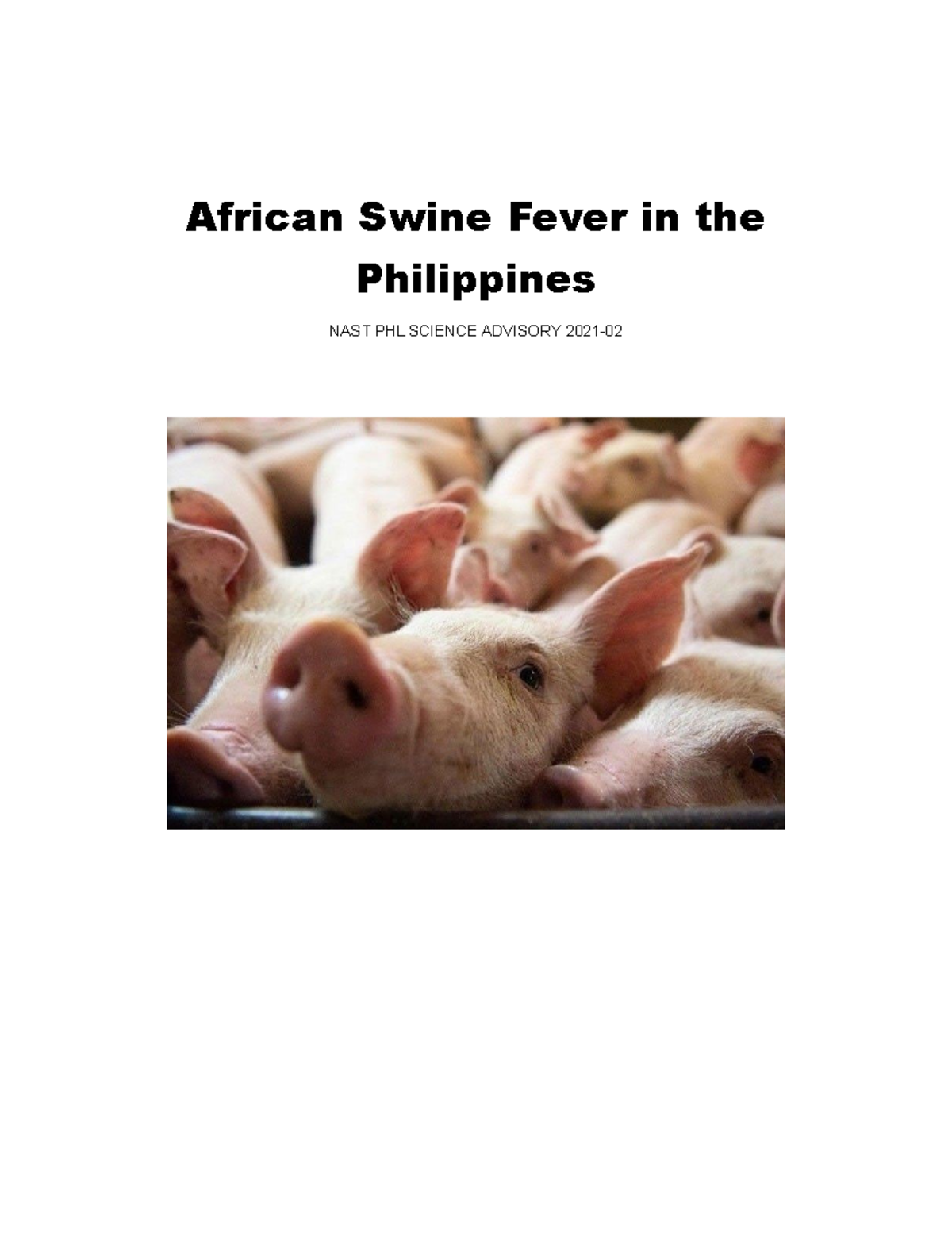Asf doc - this report is about the asf in the Philippines and the ...
