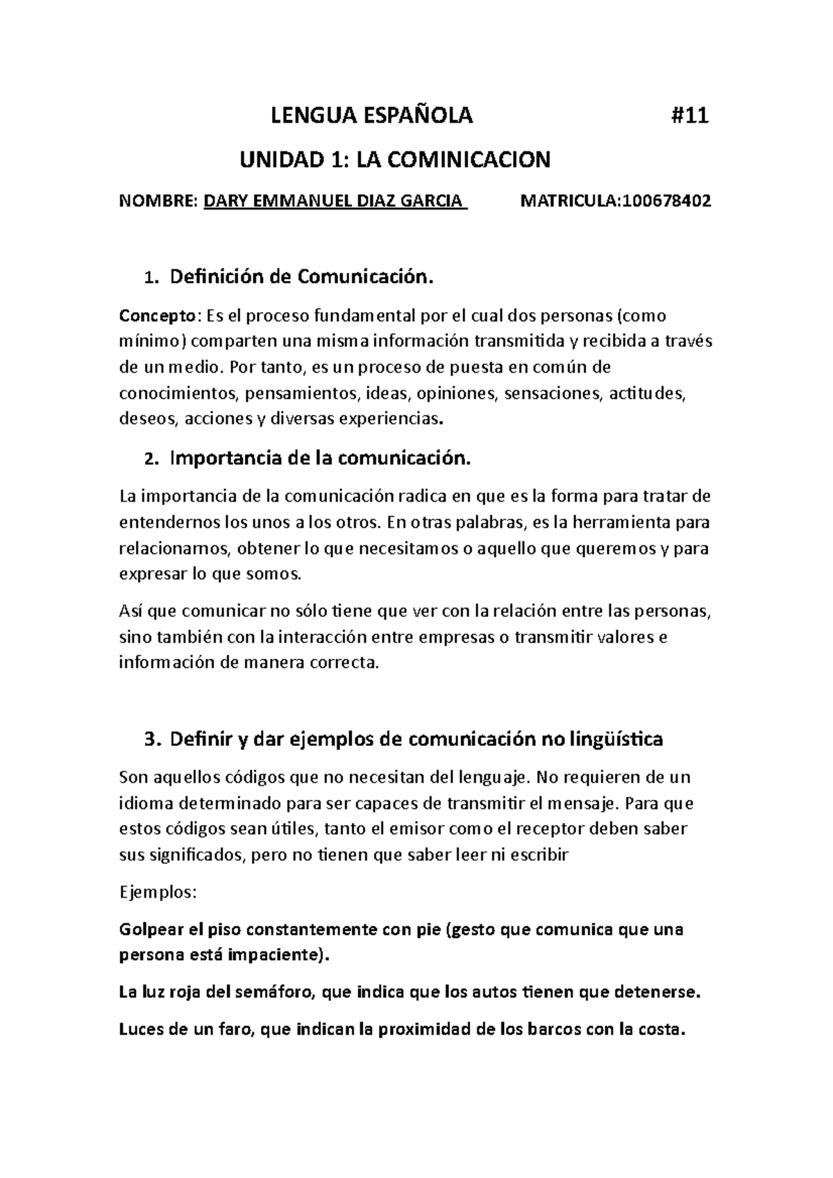 La Comunicacion 1 lengua española - LENGUA ESPAÑOLA UNIDAD 1: LA ...