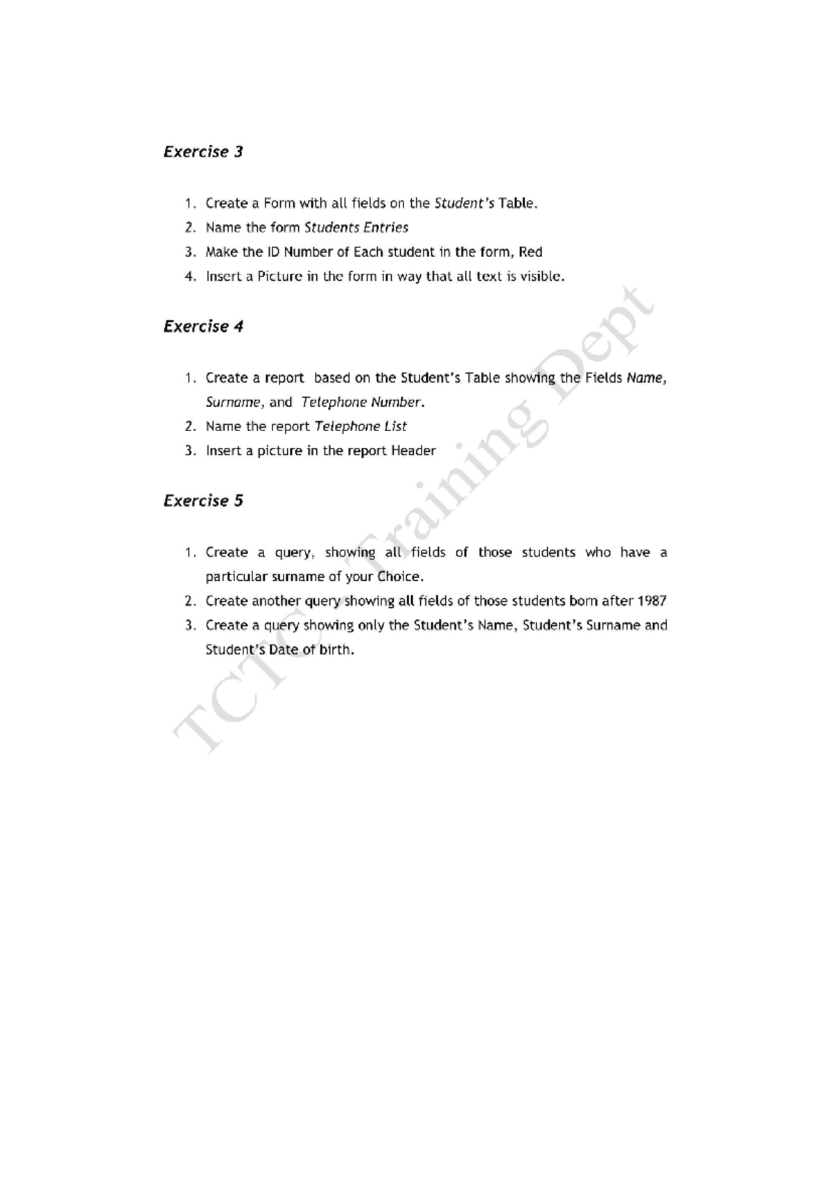 Access Database Task One - SCOA031 - Studocu