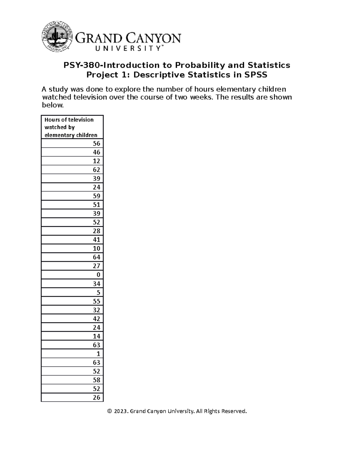 PSY380-RS-T2-Project 1-Descriptive Stats SPSS - Answered - PSY-380 ...