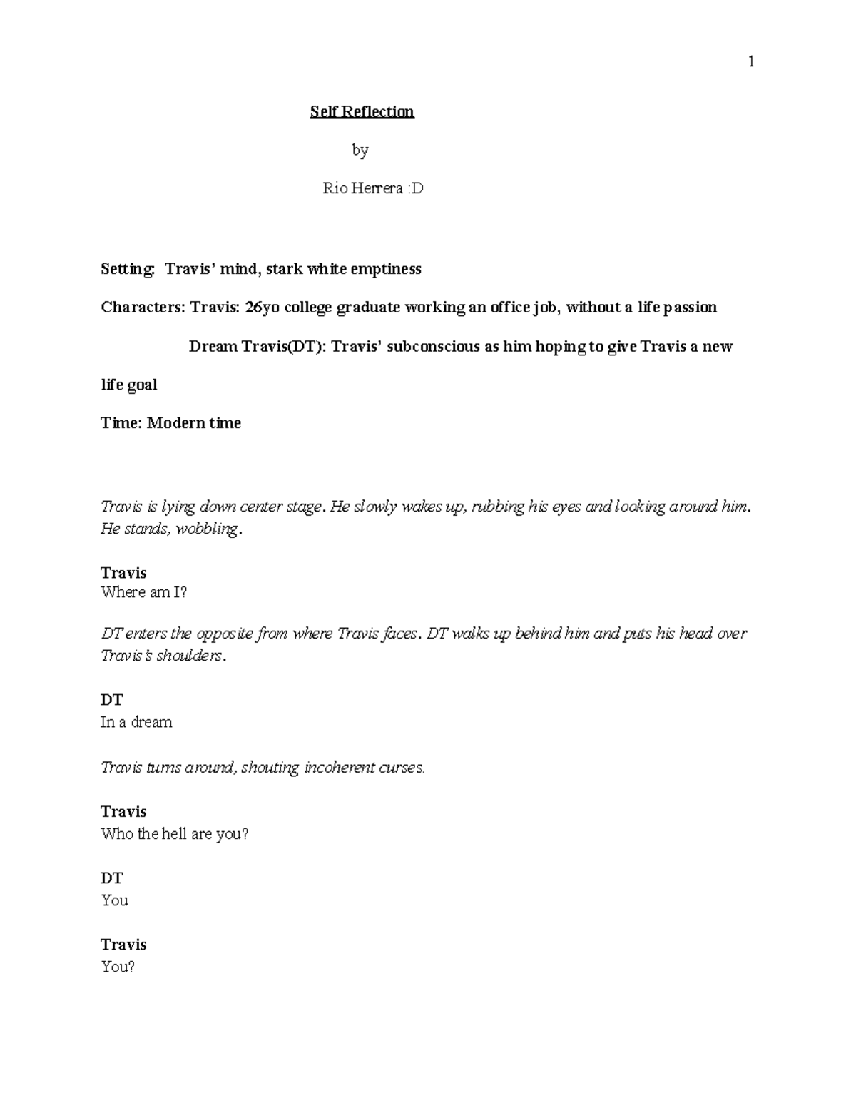 Nonlinear play - Self Reflection by Rio Herrera :D Setting: Travis ...