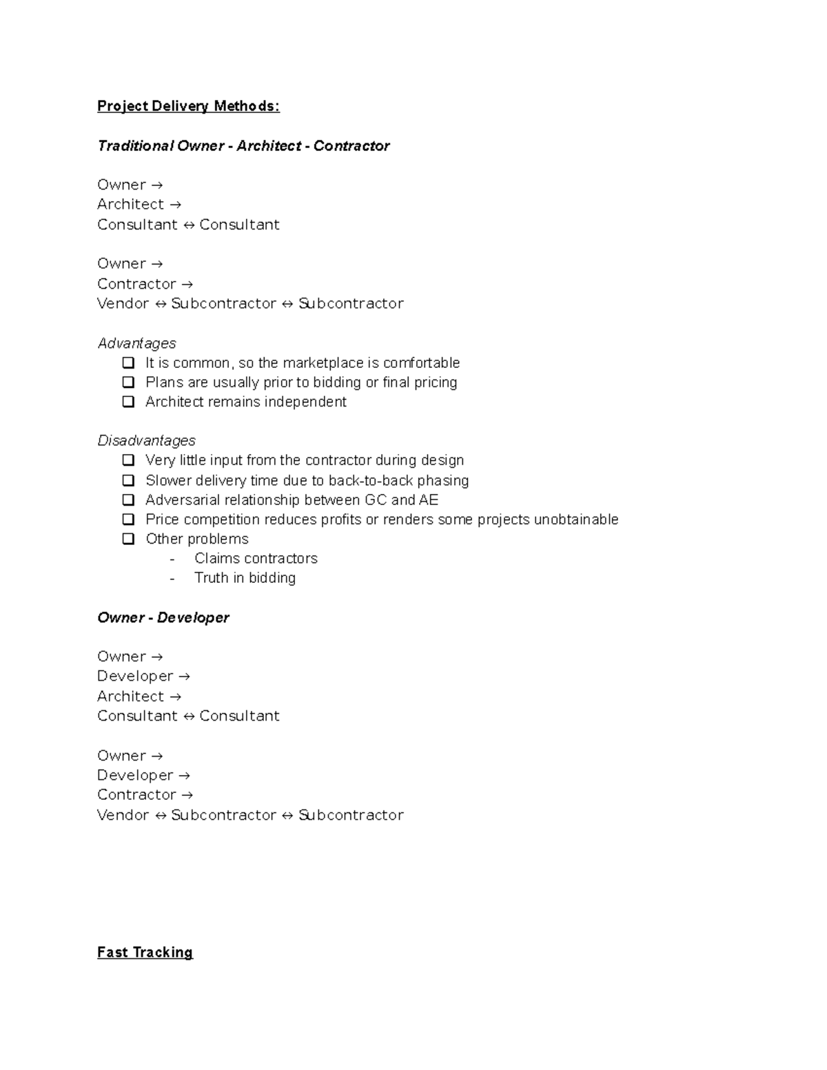 Project Delivery Methods - Project Delivery Methods: Traditional Owner ...