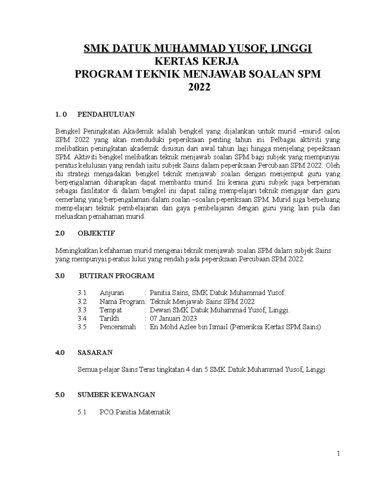 Kertas Kerja Teknik Menjawab sains 2022 - SMK DATUK MUHAMMAD YUSOF ...
