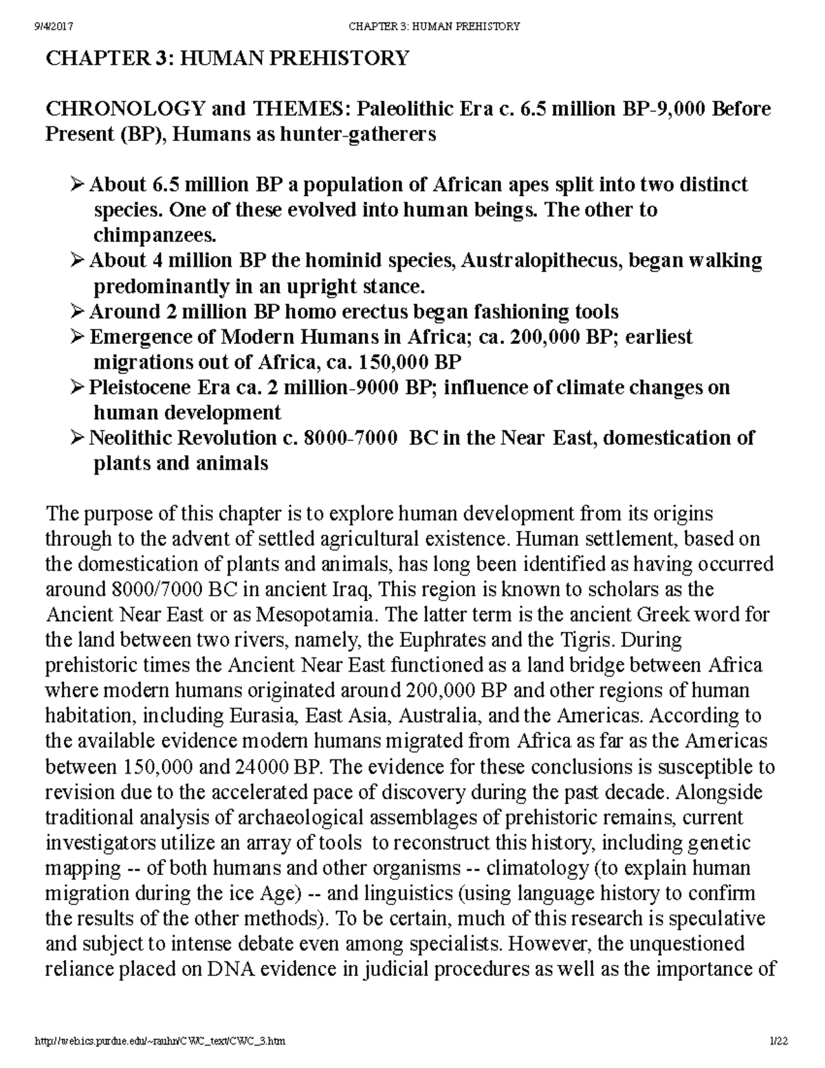 Chapter 3- Prehistory - CHAPTER 3: HUMAN PREHISTORY - Studocu