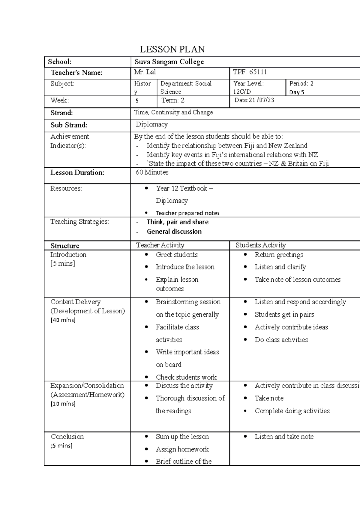 23 T2 WK 9,10,11,12,13 Lesson plan - Basic Statistics - USP - Studocu