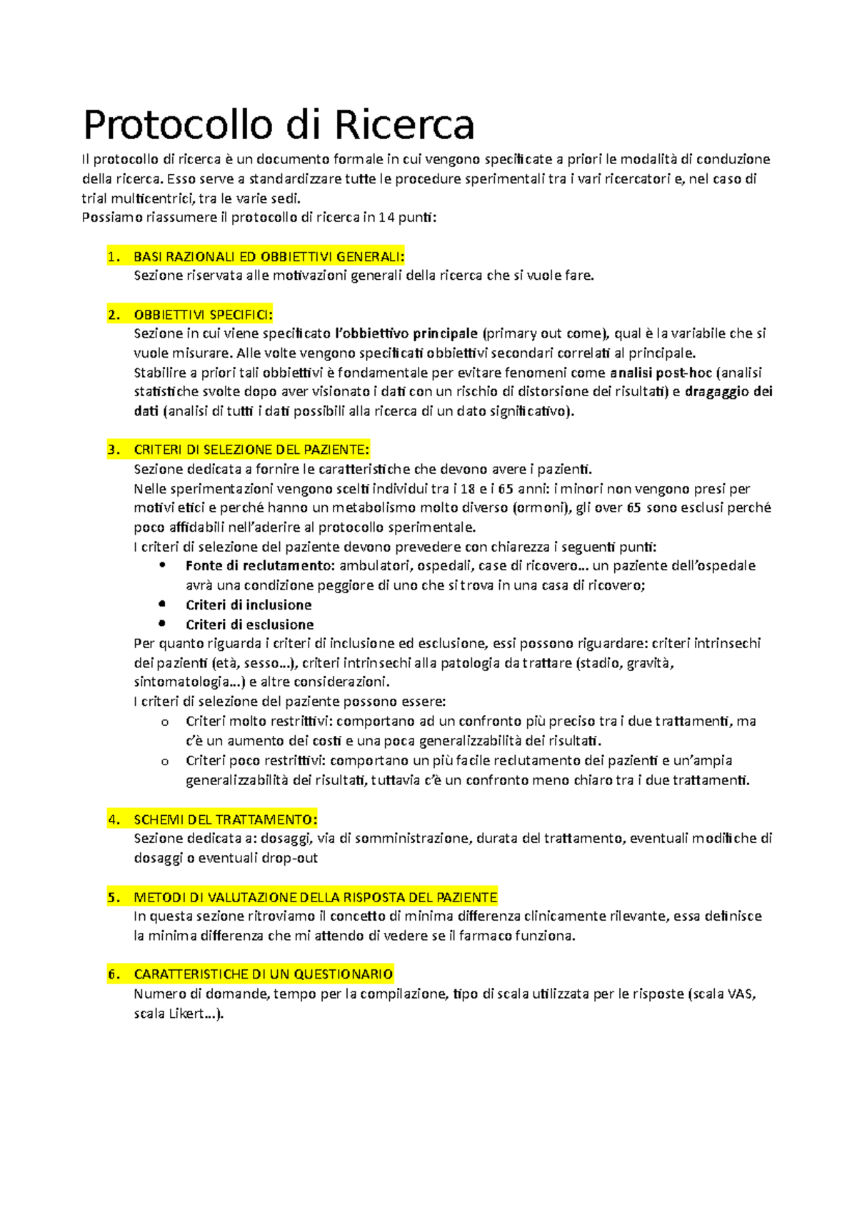 4. Protocollo di ricerca - Protocollo di Ricerca Il protocollo di ...
