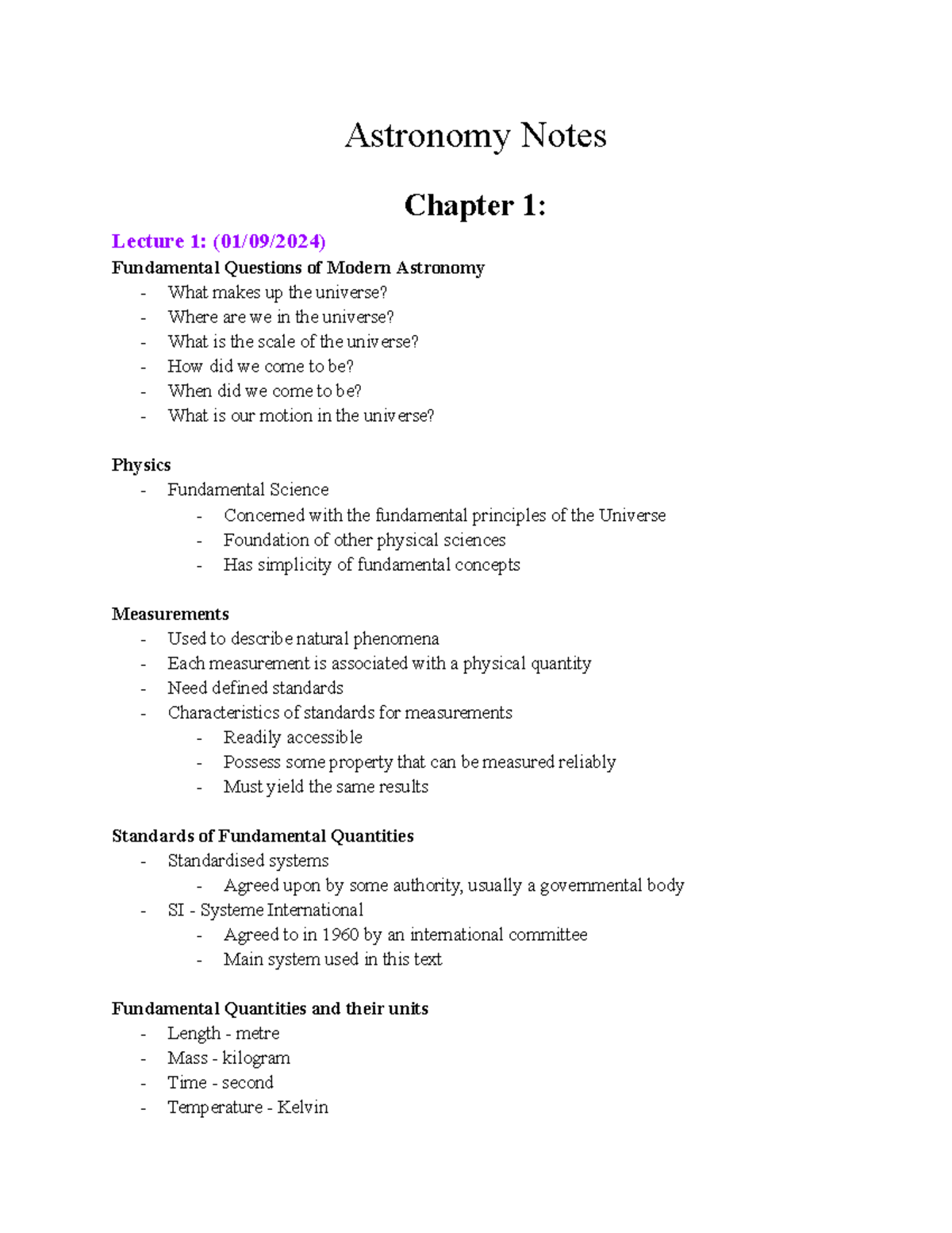 AS-101-B - Astronomy I Our Place Cosmos - Astronomy Notes Chapter 1 ...