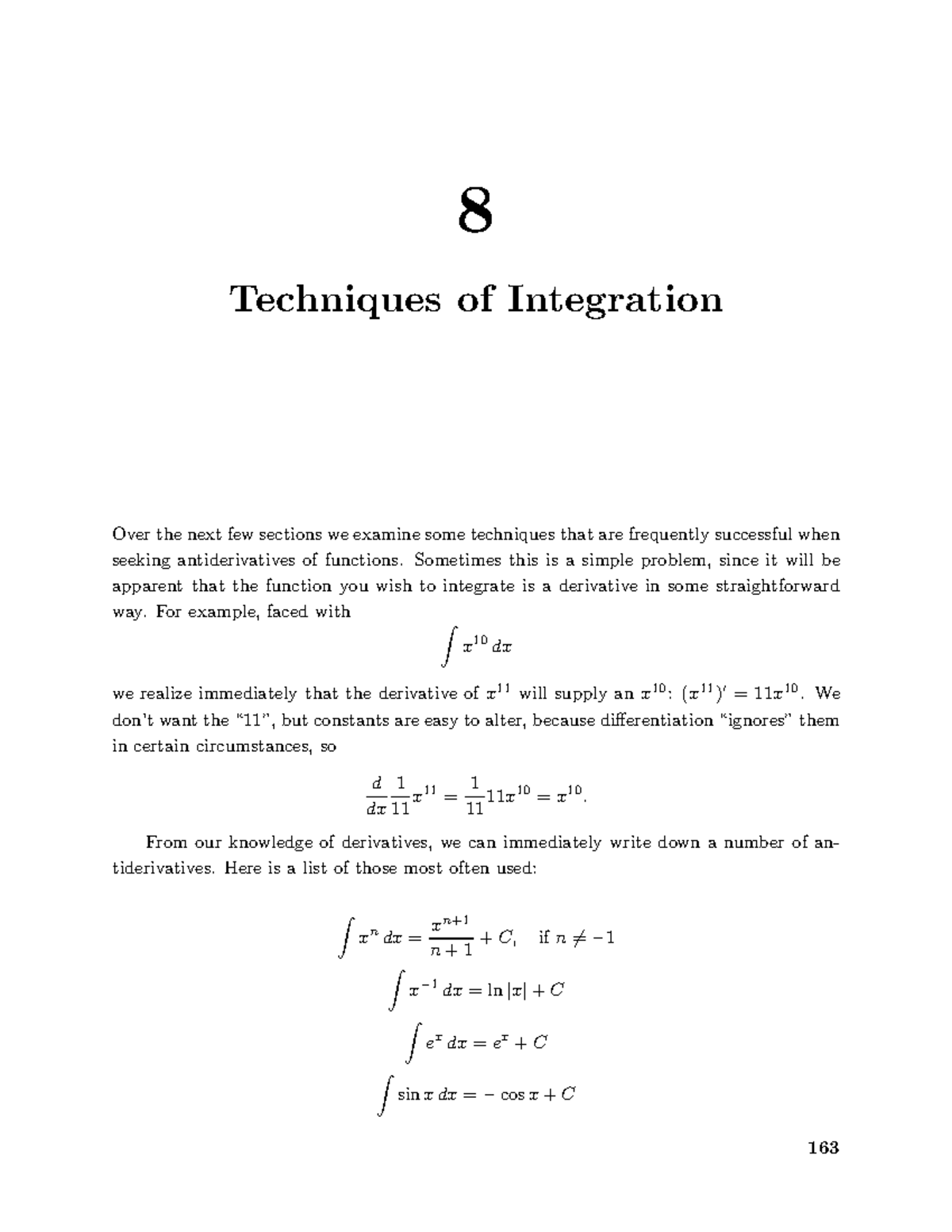 Calculus 08 Techniques of Integration - 8 Techniques of Integration Over the next few sections ...