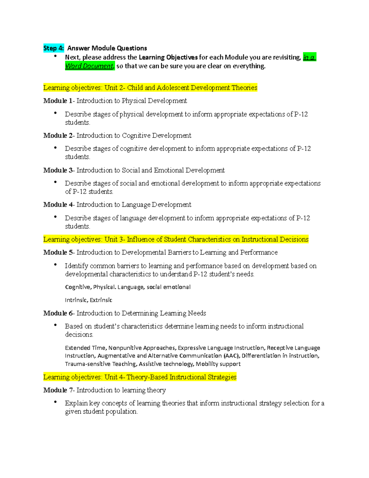 Module Learning Objectives - Step 4: Answer Module Questions Next ...
