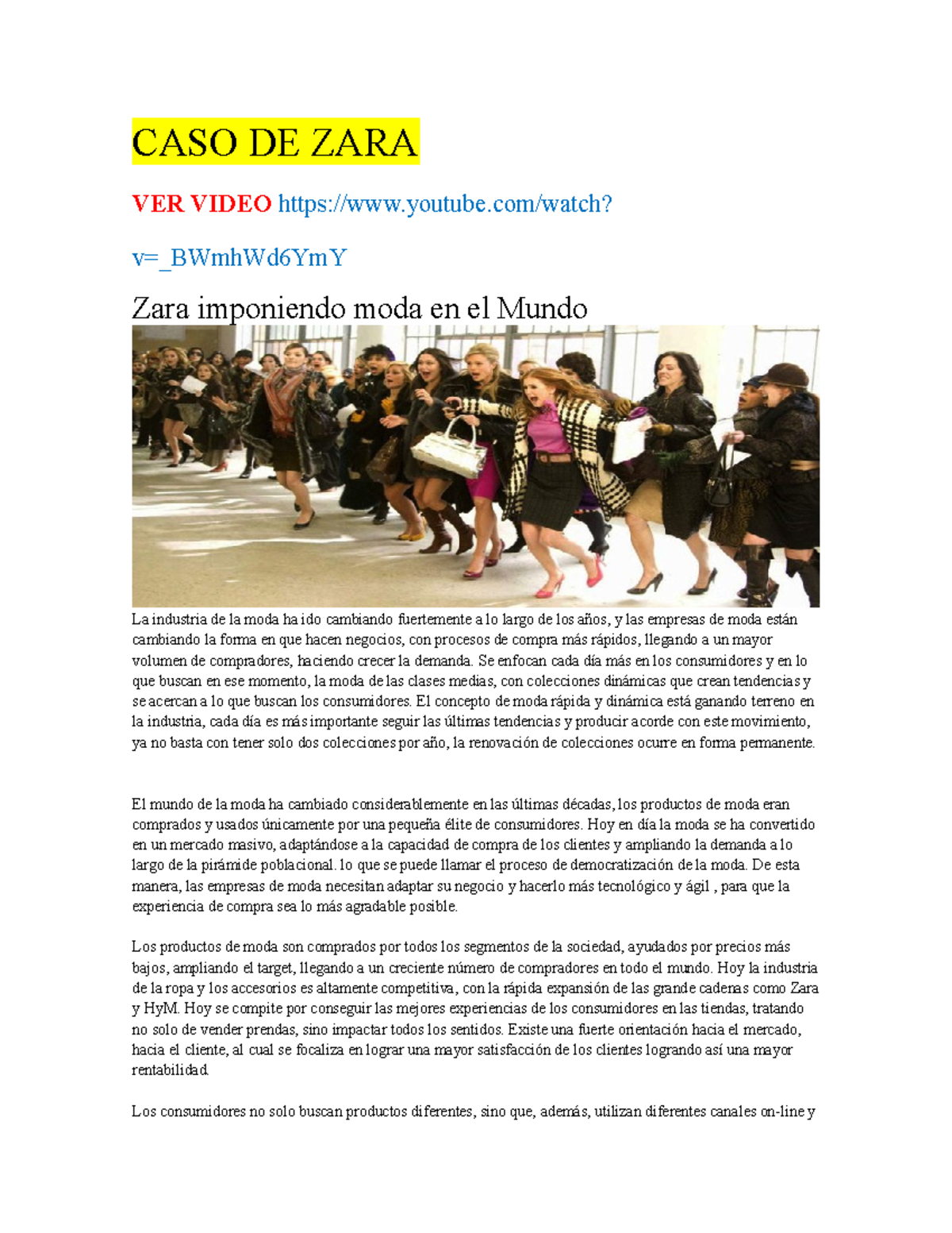 Examen caso zara electi - CASO DE ZARA VER VIDEO youtube/watch? v ...