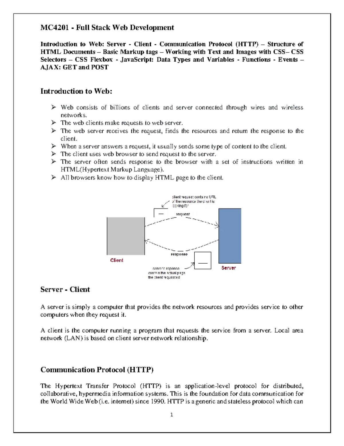 Unit1-FSWD - Full stack - ####### MC4201 - Full Stack Web Development Introduction to Web ...