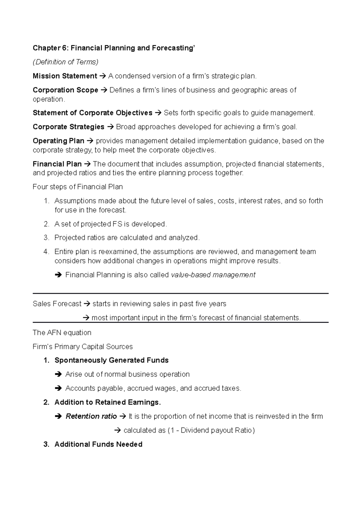 Chapter 6 Financial Planning and Forecasting - Chapter 6: Financial Planning and Forecasting ...