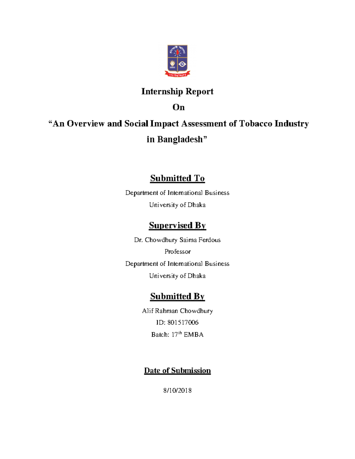Inbound 5758498082684760999 - Internship Report On “An Overview and ...