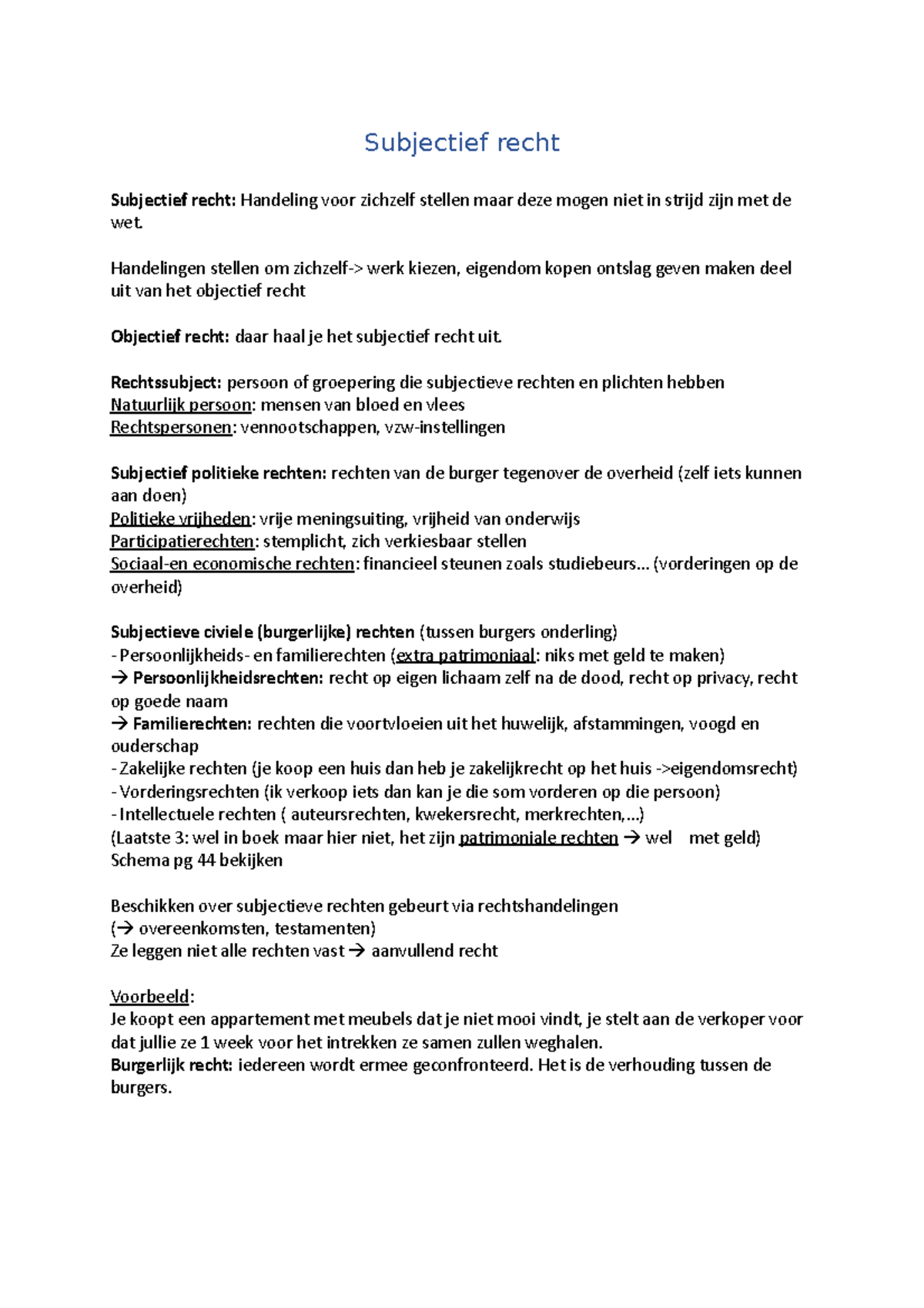 2.subjectieve rechten - Subjectief recht Subjectief recht: Handeling ...