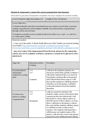 4 lesson plans - A. LESSON PHASES Phases Write, in detail, every ...
