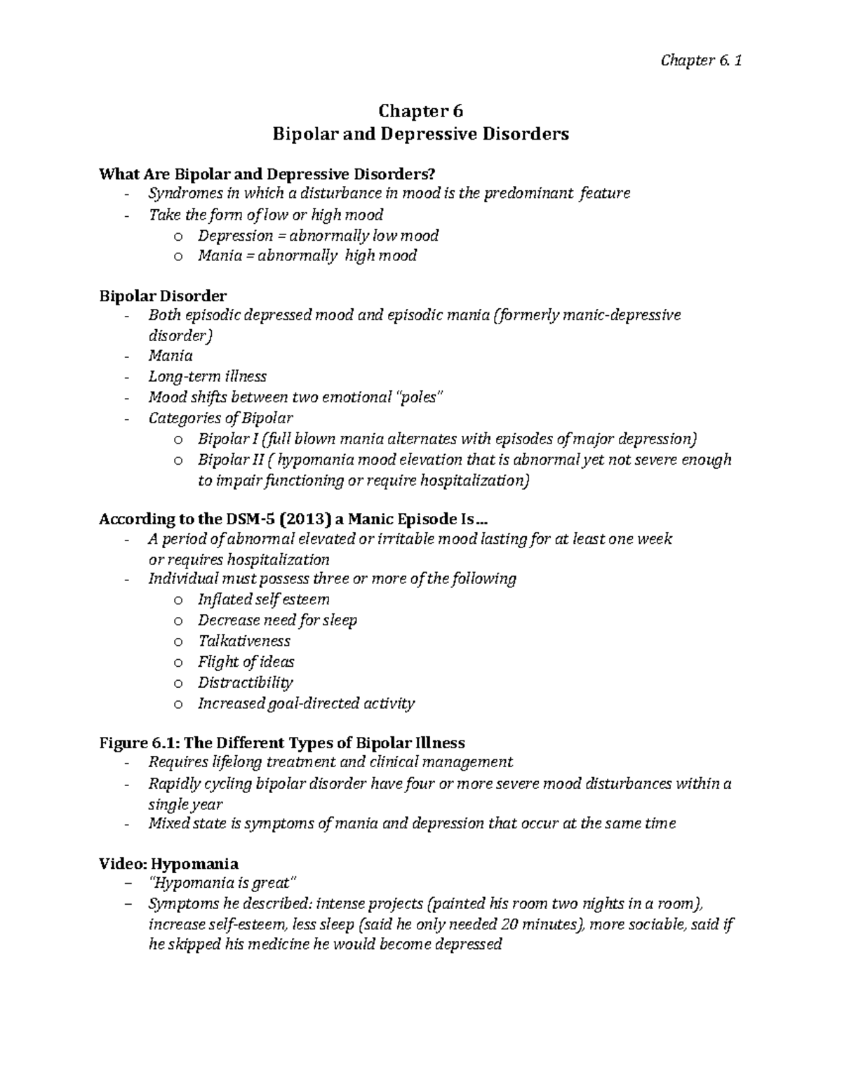 Chapter 6 notes - Professor Tomney - Chapter 6. 1 Chapter 6 Bipolar and ...