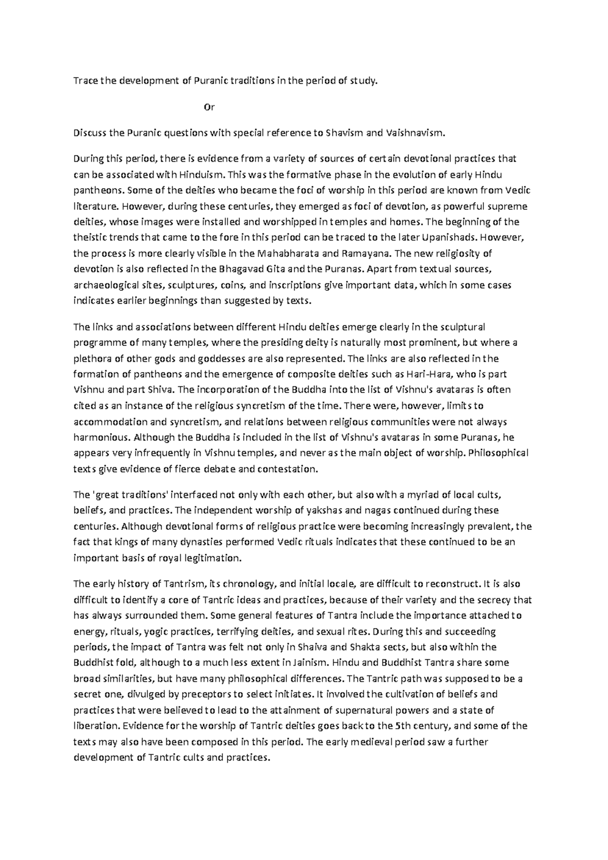 Shiv and Vishnu - Puranic traditions - Trace the development of Puranic ...