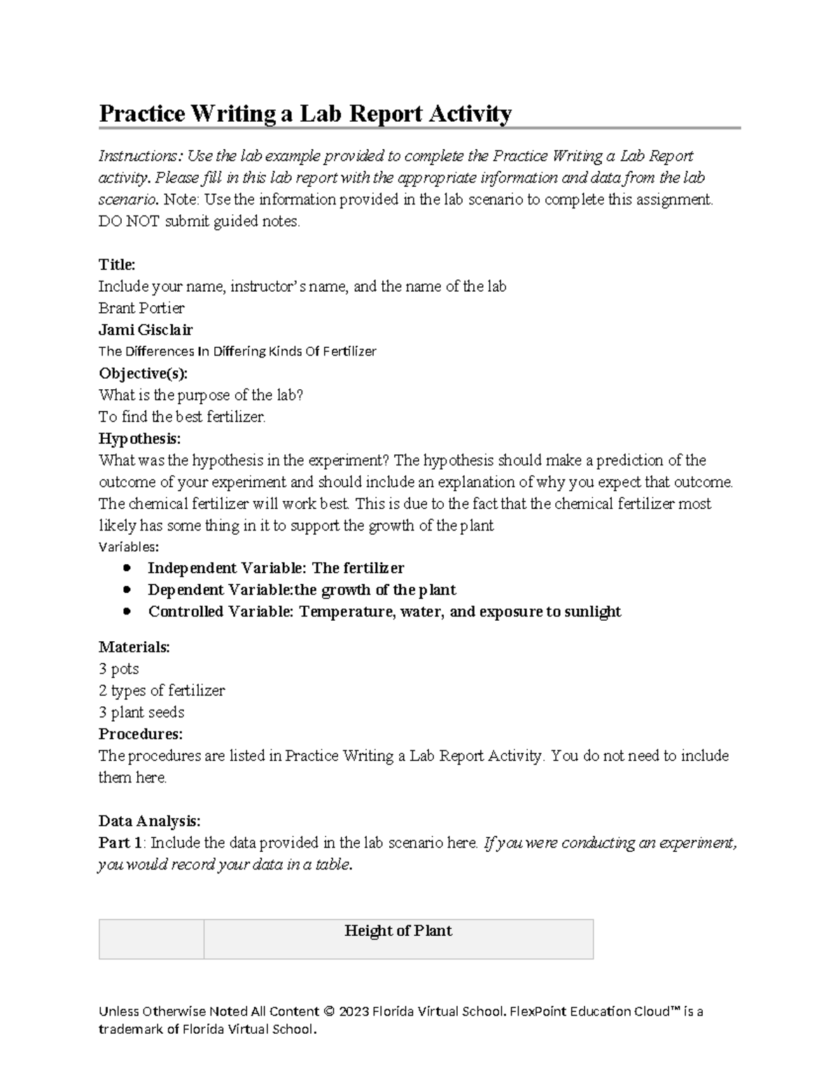 Practice writing a lab report - Practice Writing a Lab Report Activity ...