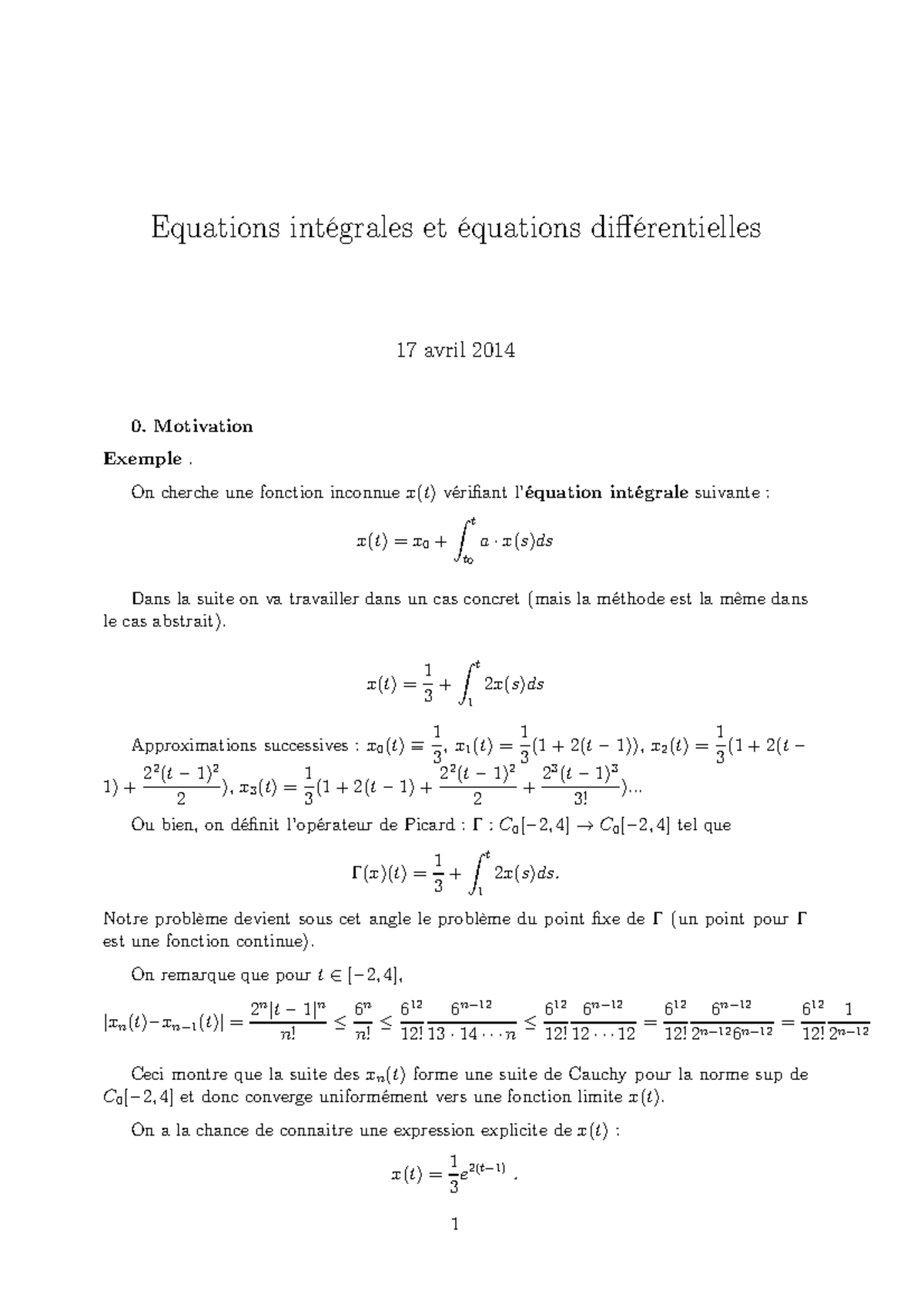 équation intégrale - Les exercices marqués d’un astérisque (*) sont ...