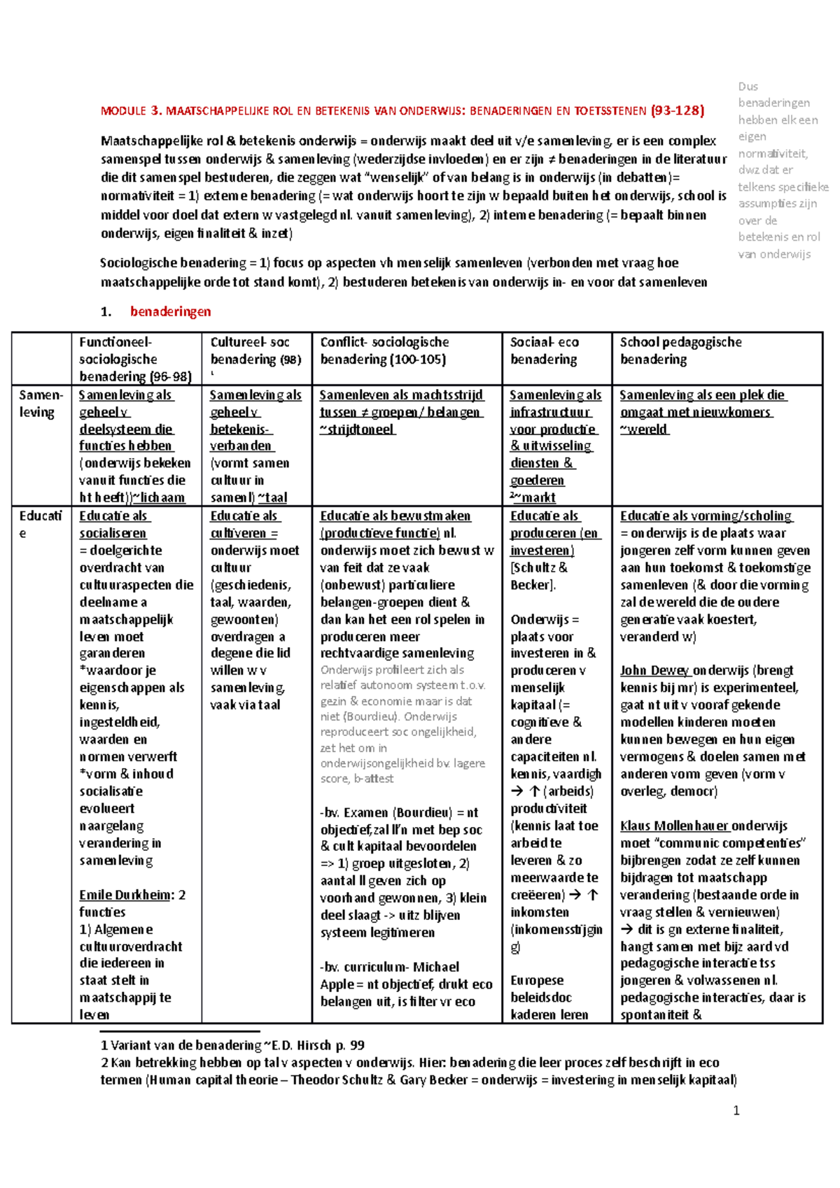 Module 3 limbo - Deel van boek - Dus benaderingen hebben elk een eigen ...