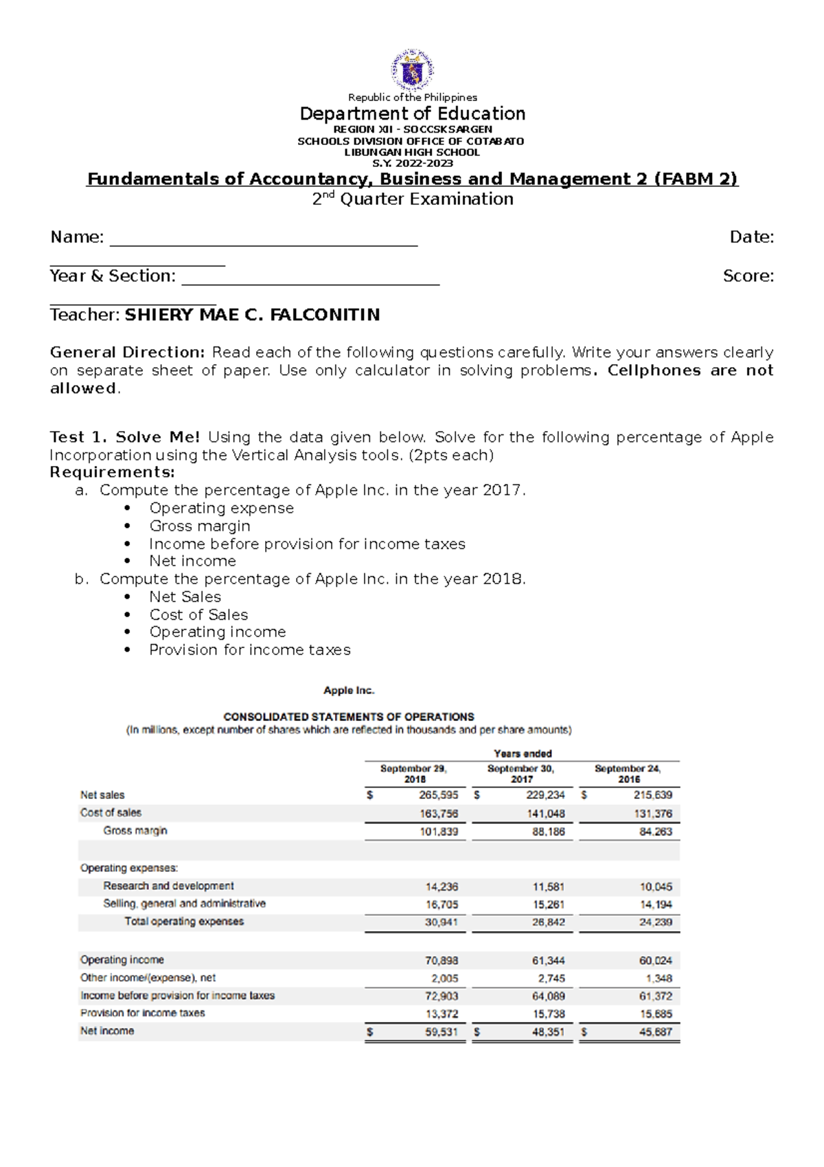 FUNDAMENTALS OF ACCOUNTANCY, BUSINESS AND MANAGEMENT - Republic of the ...