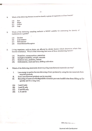 CSEC Biology 2022 P1-2 - Past papers - Cape Biology Unit 2 - Studocu