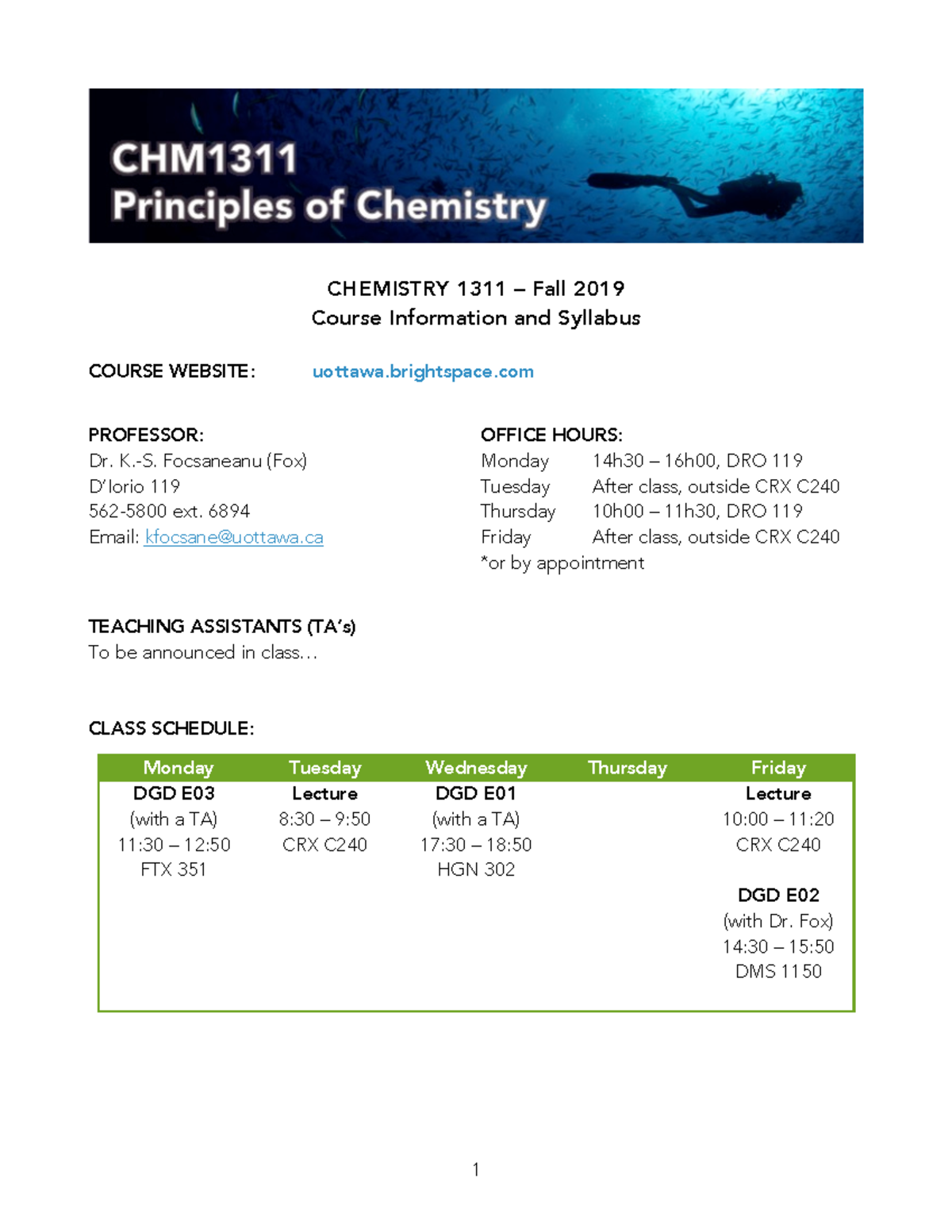2019 CHM1311 Syllabus - Summary Principles of Chemistry - CHEMISTRY ...