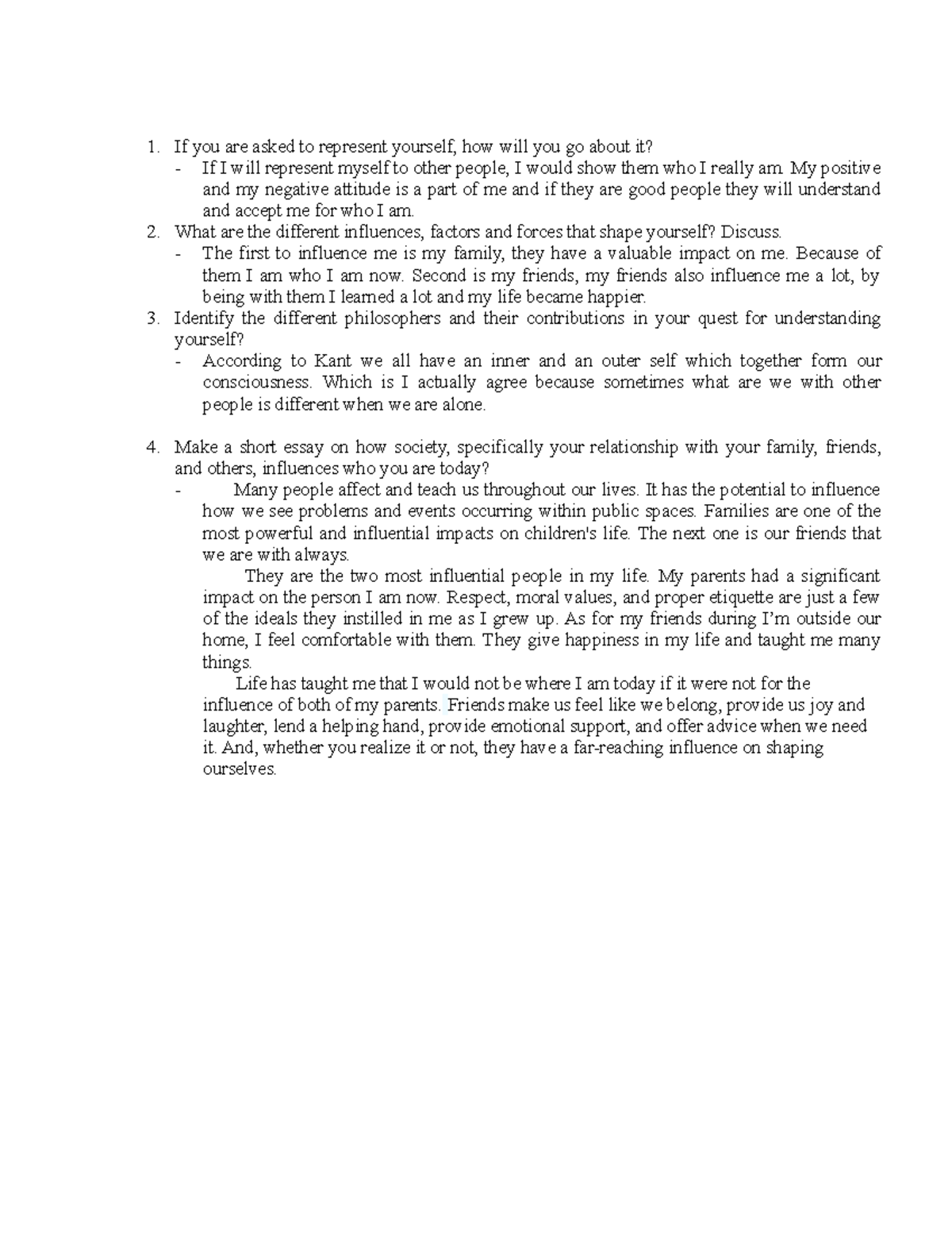 Act 5 - This is a lecture - If you are asked to represent yourself, how ...