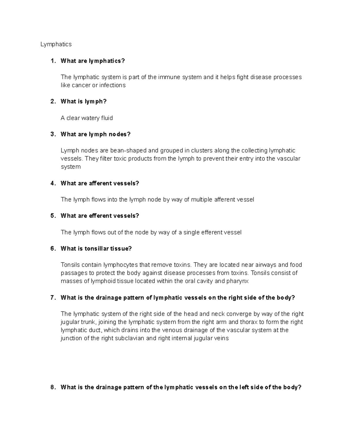 Lymphatics: Functions and Drainage Patterns - Studocu
