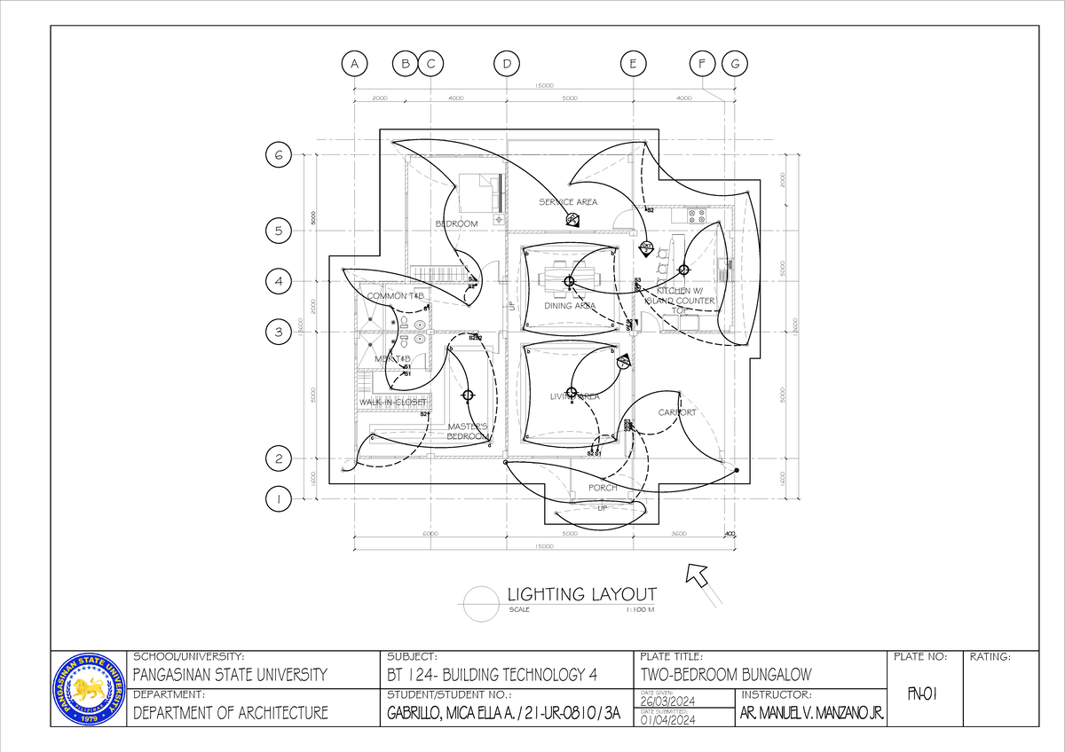 BT-FN-01- Lighting Layout - SCHOOL/UNIVERSITY: DEPARTMENT: SUBJECT ...