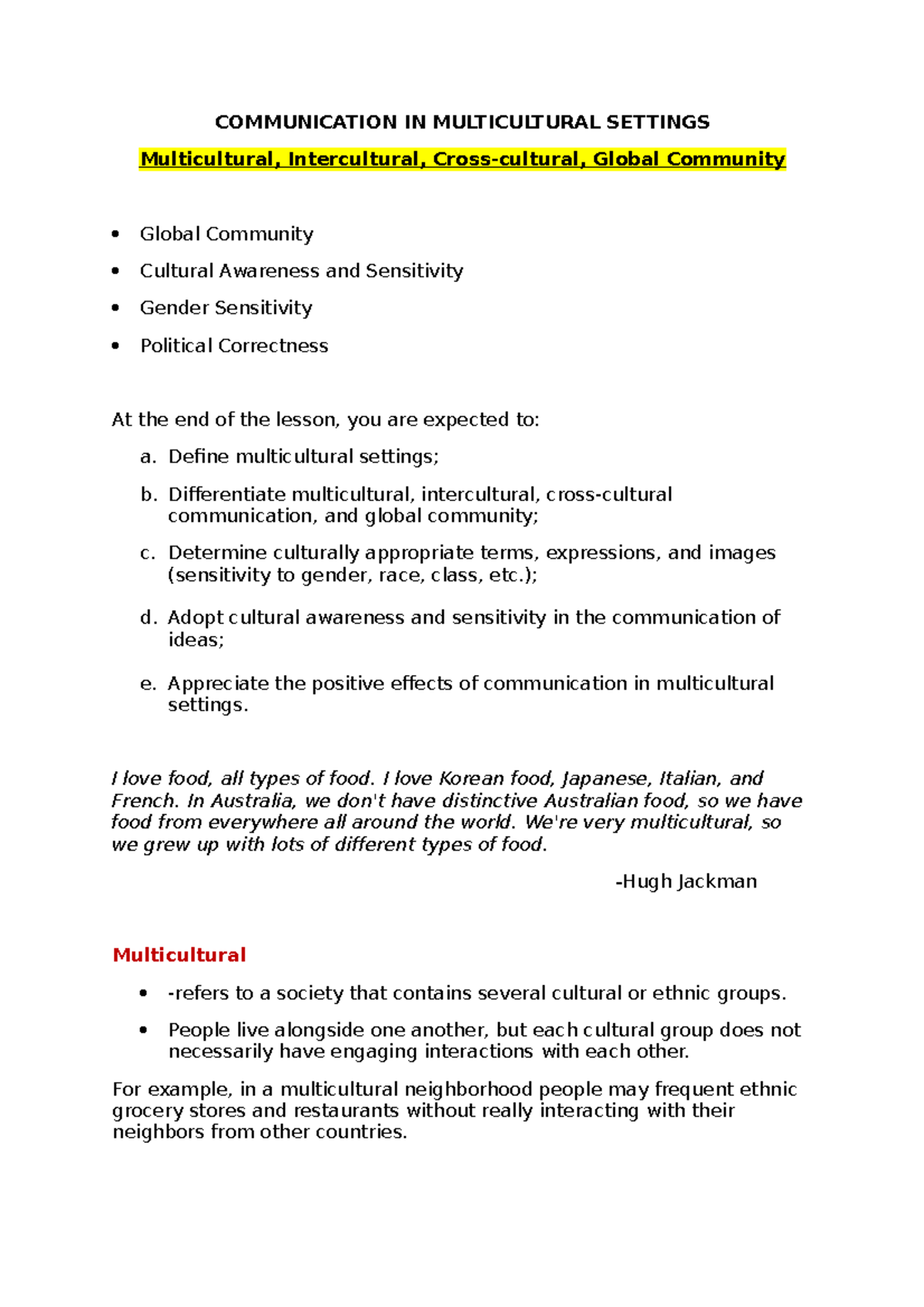 Communication IN Multicultural Settings - COMMUNICATION IN ...