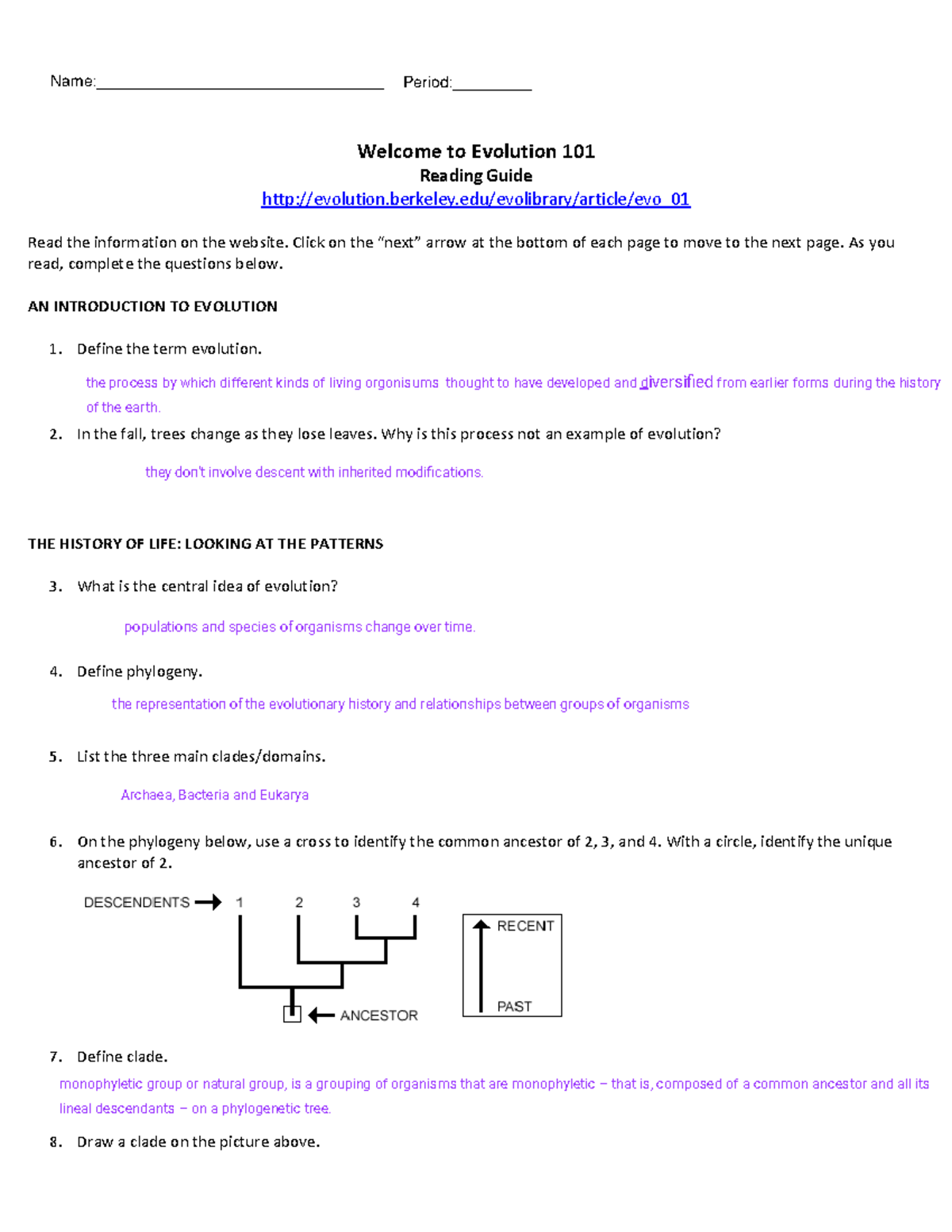 Kami Export - Evolution 101 Webquest - AP Biology Deuel Name: Welcome ...