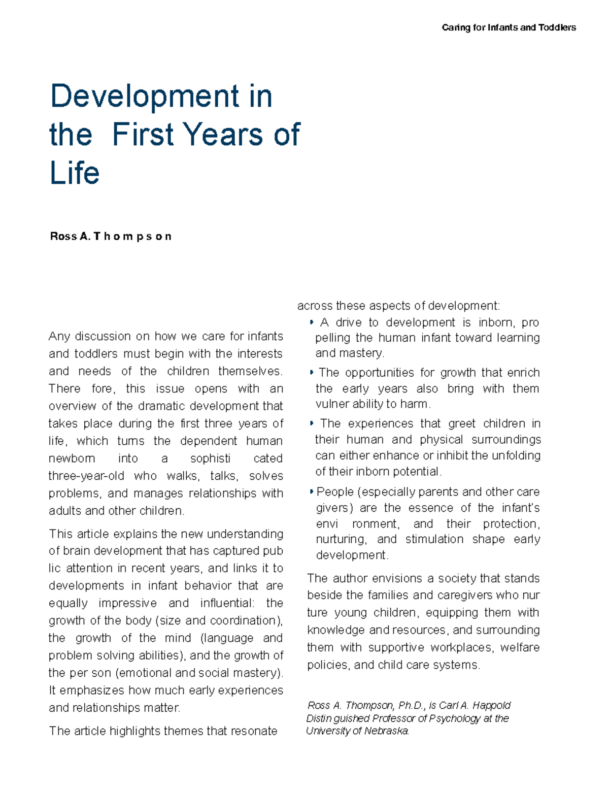 2.2a development in the first years of life- article - Caring for ...