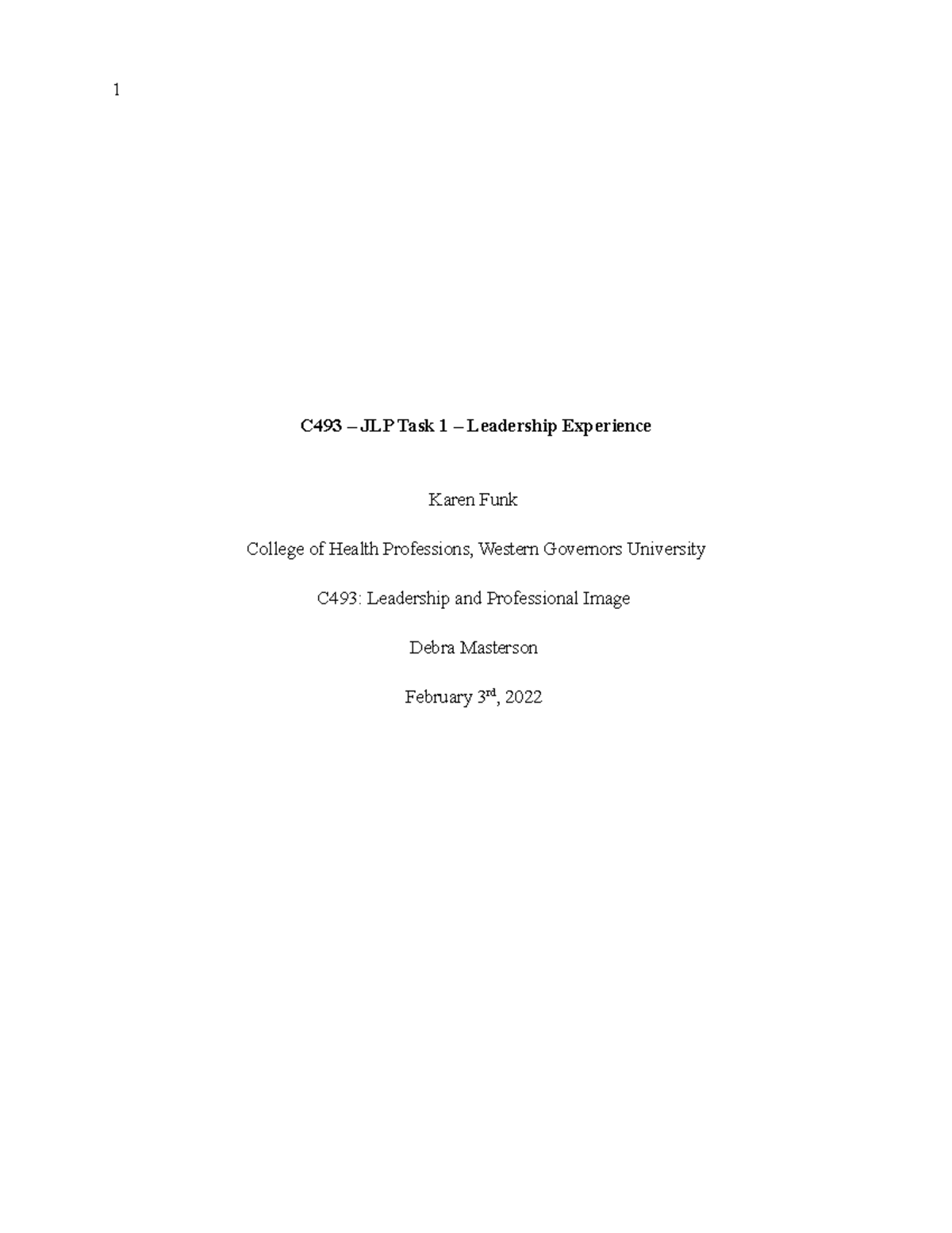 C493 task1paper delayed enteral Feeding - C493 – JLP Task 1 ...