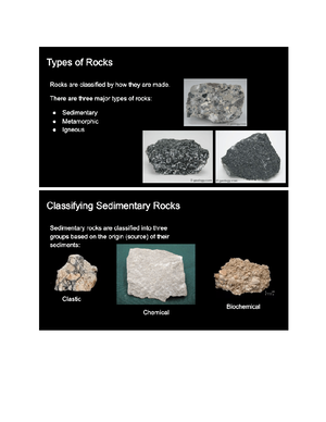 GEOL - Notes were taken throughout the class to classify rocks and ...