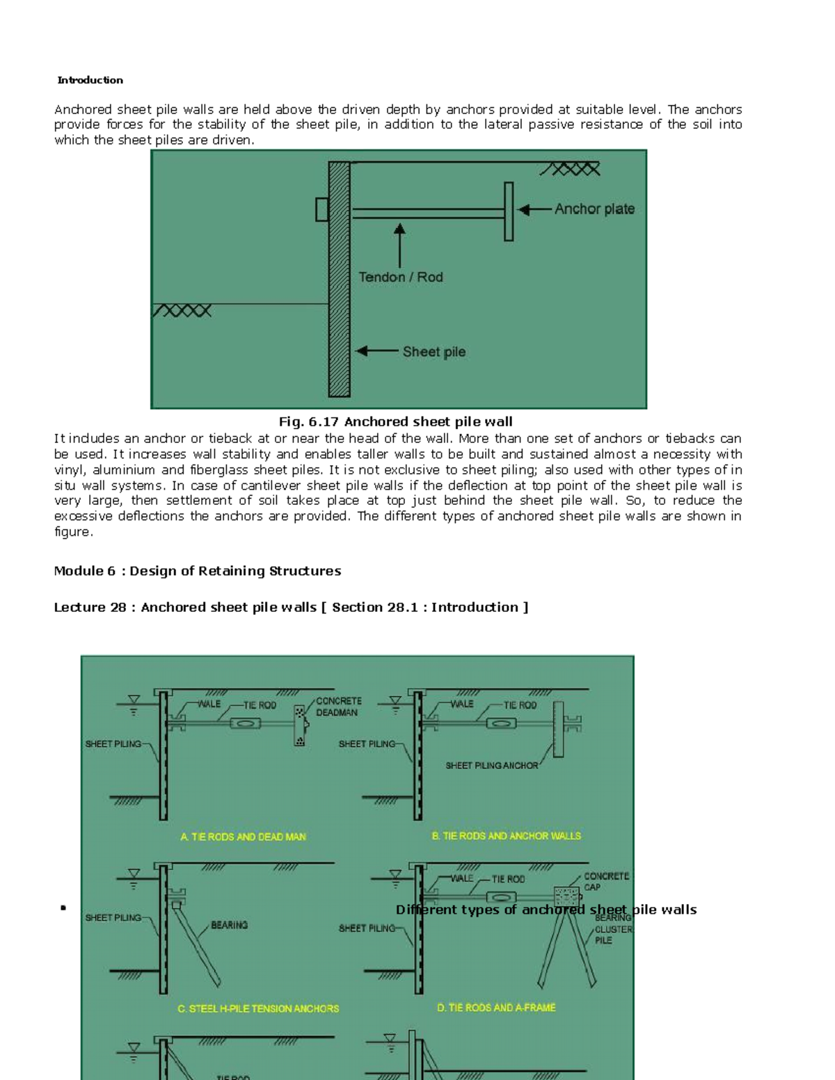 Advance foundation engineering section - Introduction Anchored sheet ...