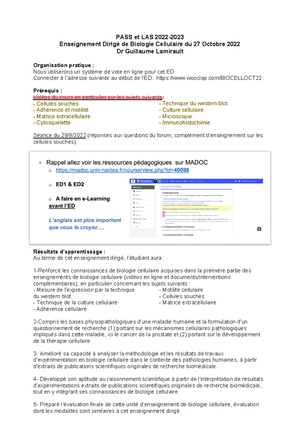 ED Pass Las oct22 Lamirault sujet - PASS et LAS 2022- Enseignement ...