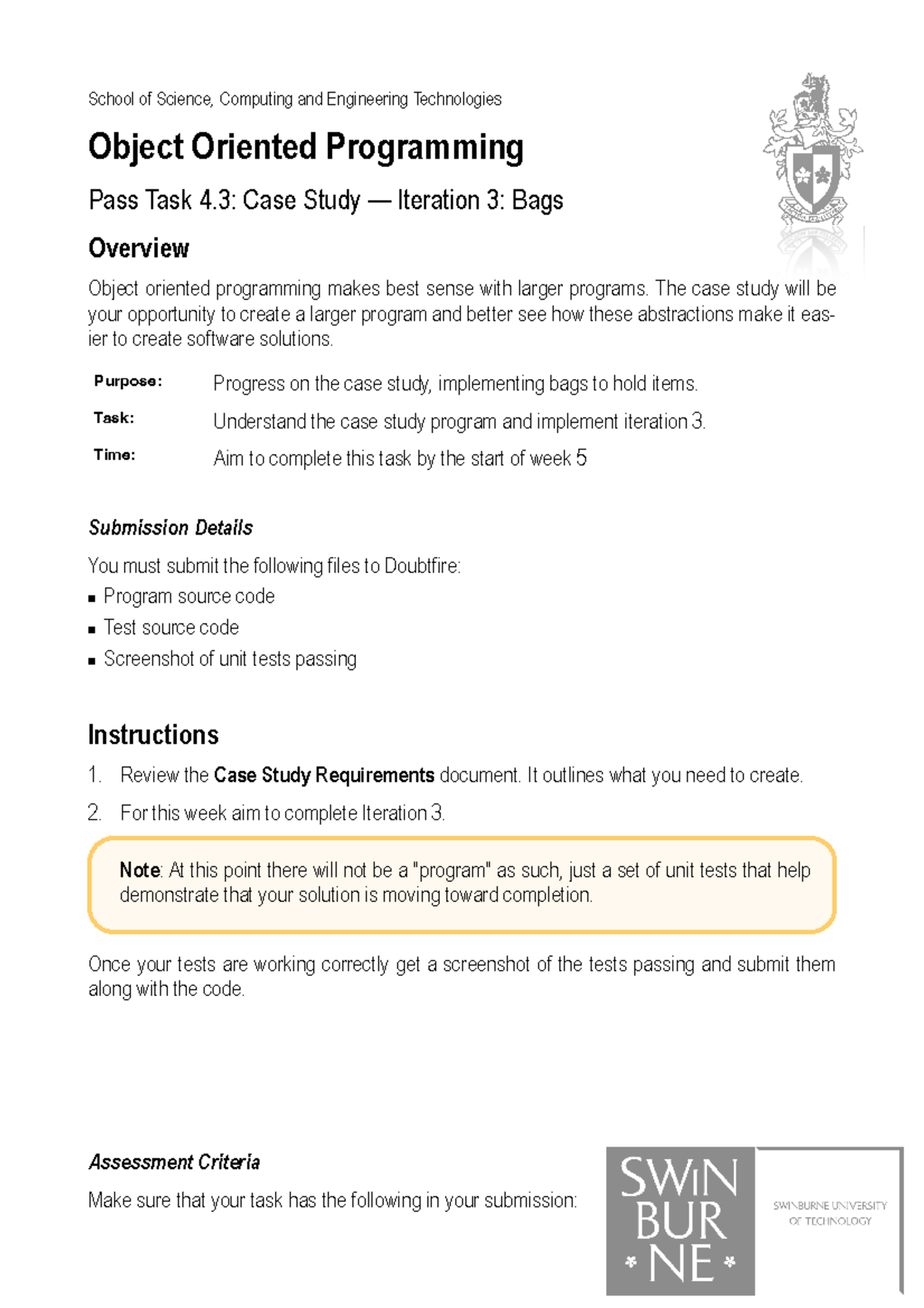 4.3P - Case Study - Iteration 3 - Bags - School of Science, Computing and Engineering ...