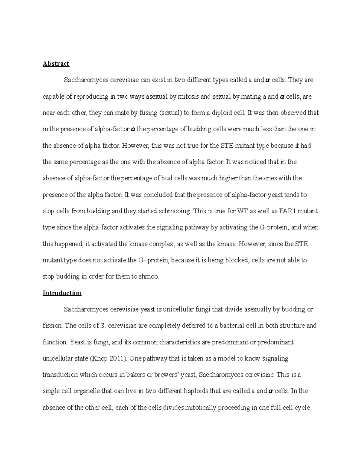 Cell Biology Lab report Cell Communications and Cell Division ...