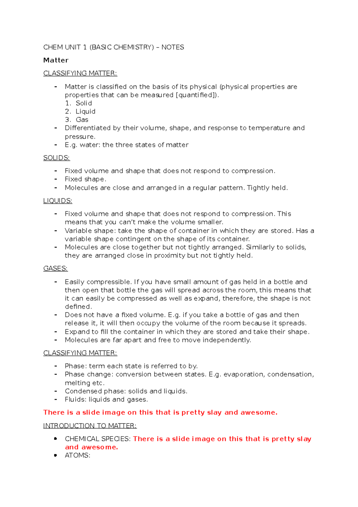 CHEM UNIT 1 - lecture 1 notes - CHEM UNIT 1 (BASIC CHEMISTRY) – NOTES ...