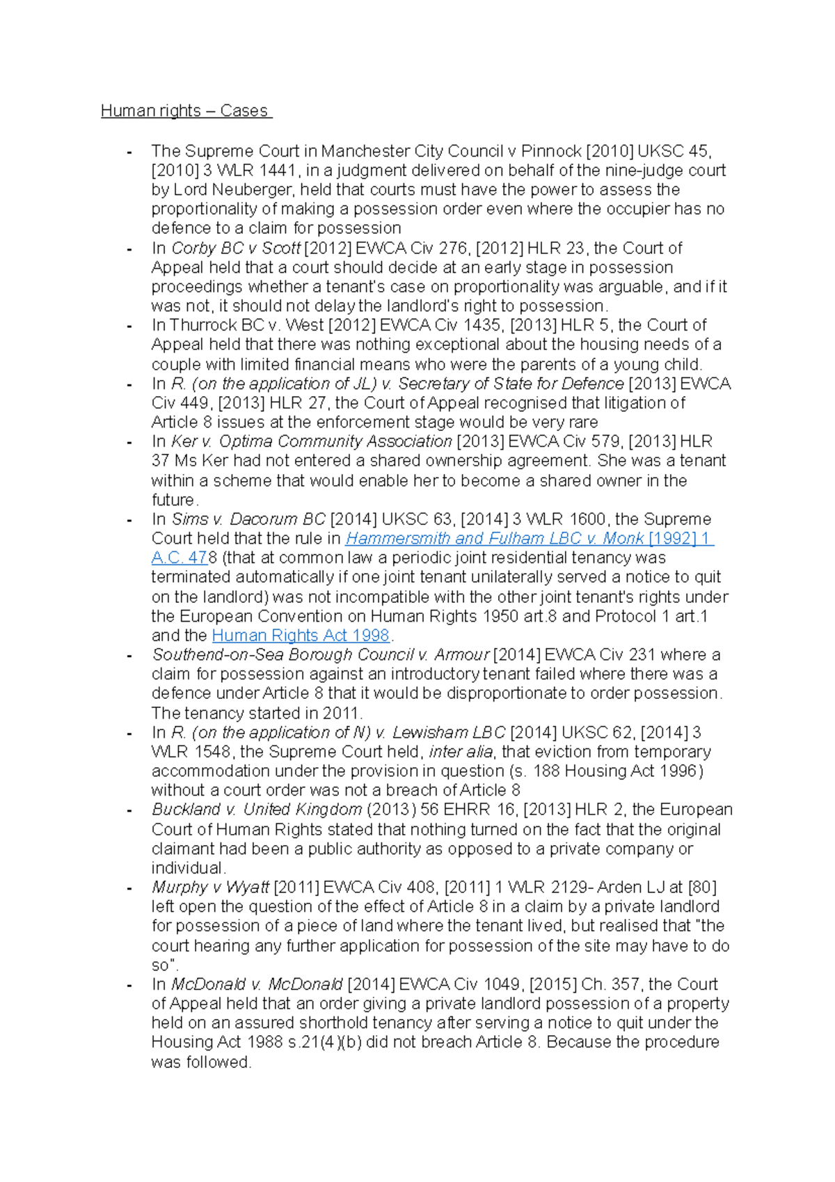 Human rights – Cases - Human rights – Cases - The Supreme Court in ...