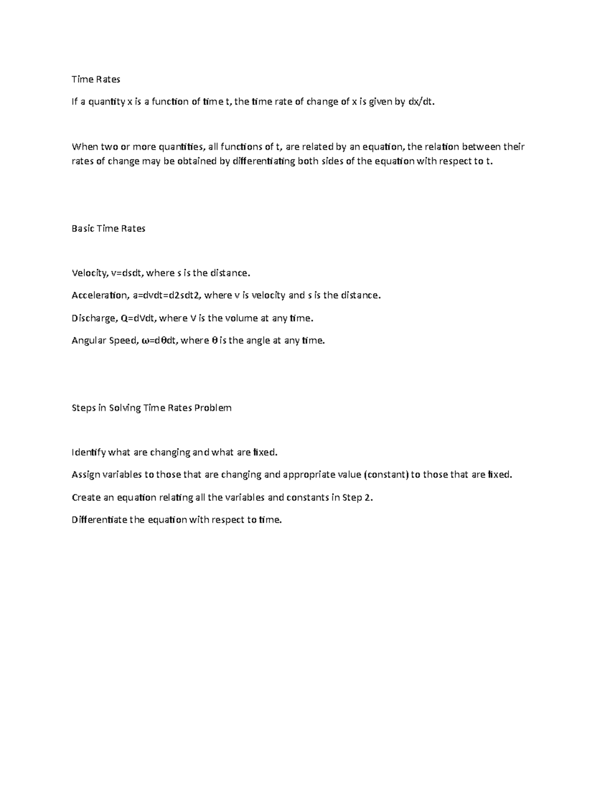 Time rates - Just some notes that I searched or looked up in google ...