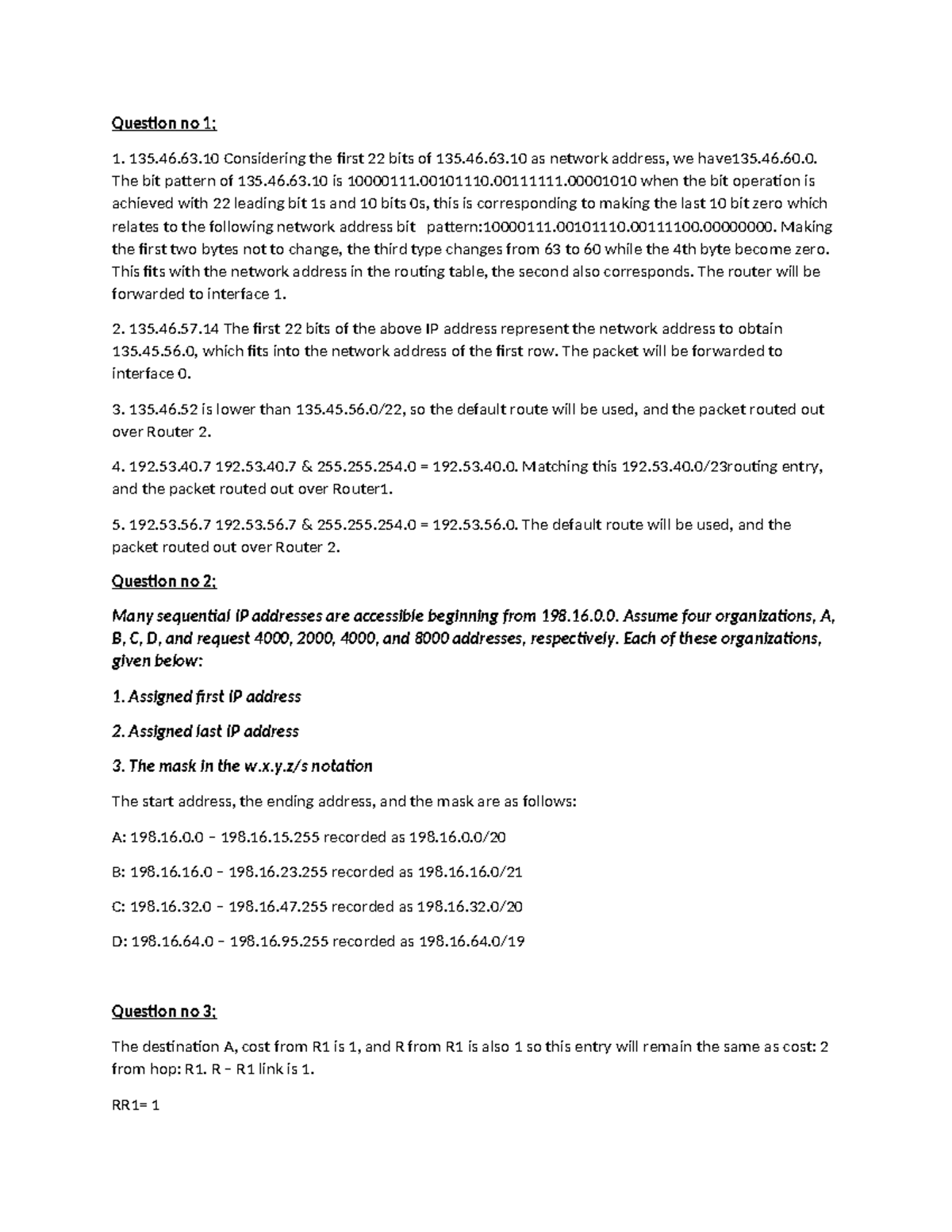 Progamming assignment unit 5 - Question no 1; 135.46.63 Considering the ...