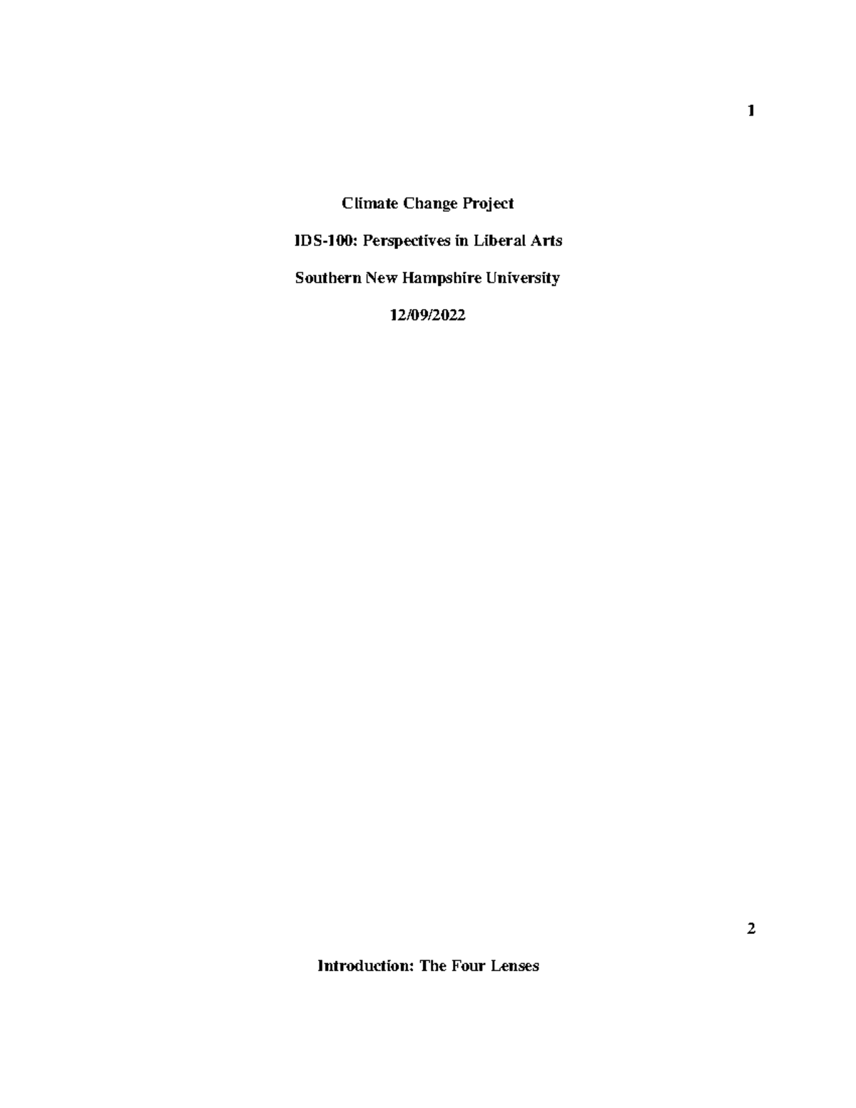 Climate Change Final Project - 1 Climate Change Project IDS-100 ...