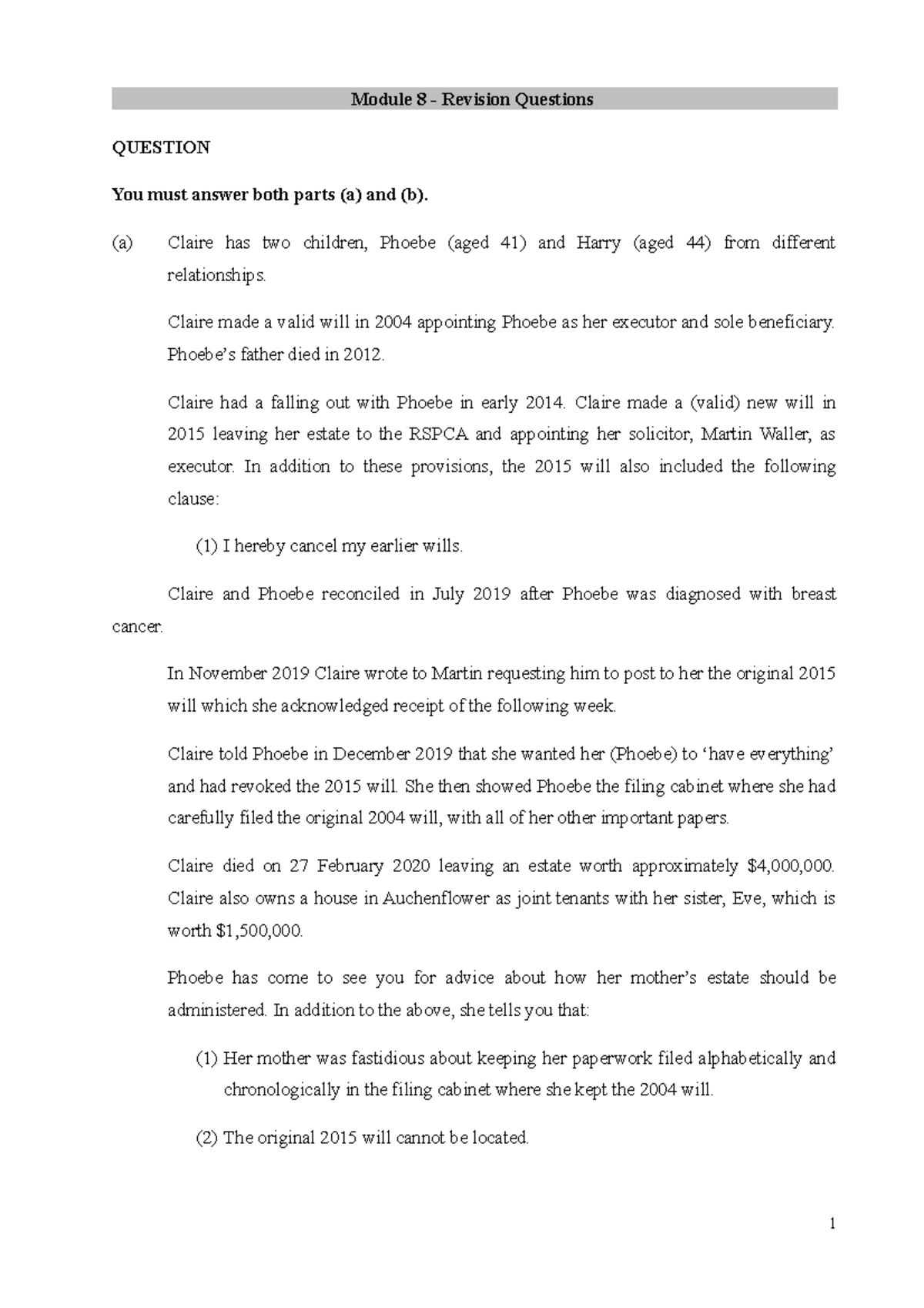 Module 8 Revision Questions - Module 8 - Revision Questions QUESTION ...