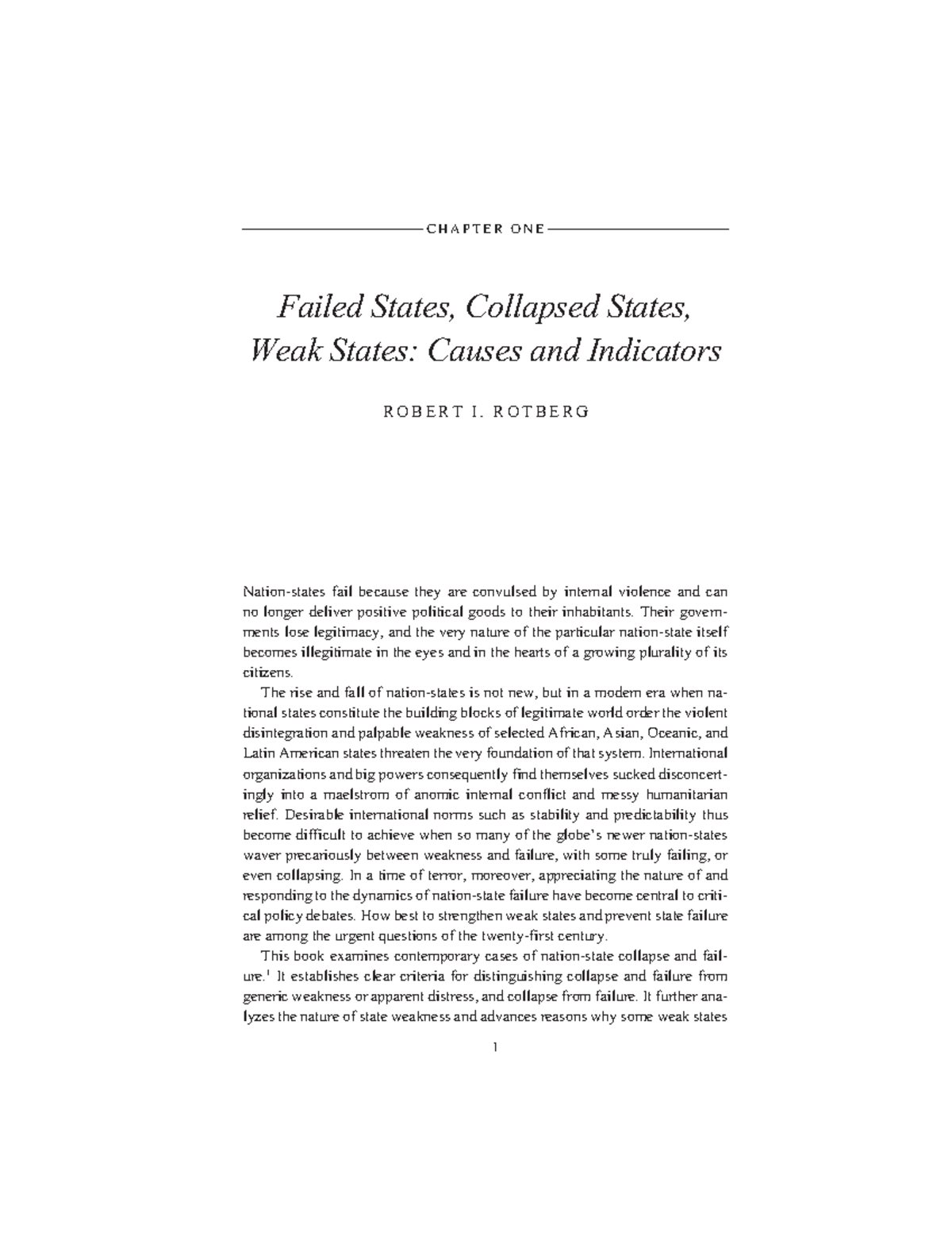 State failure and state weakness in a time of terror - CHAPTER ONE ...
