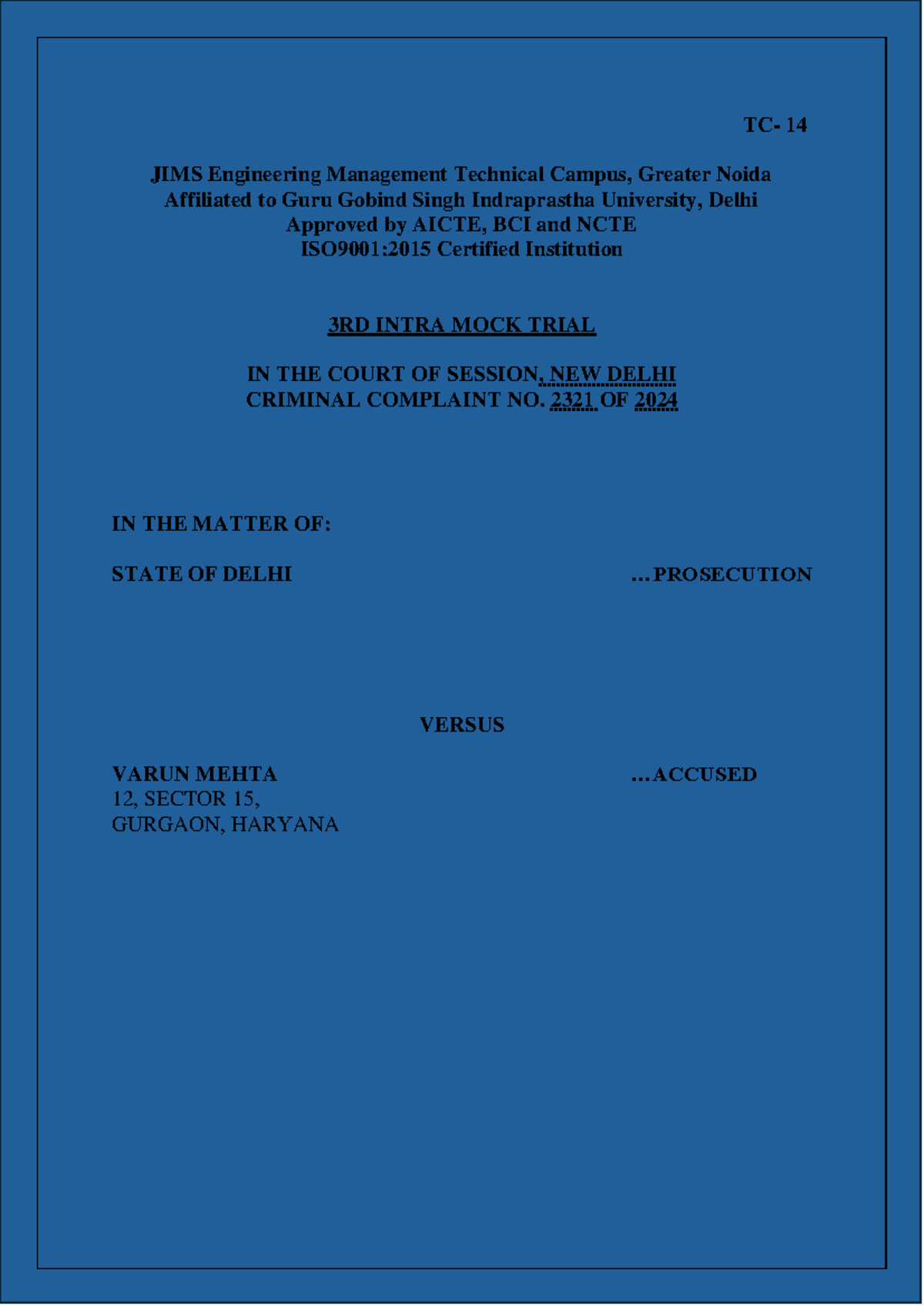 Intra-Mock Trial - NOTE - TC- 14 JIMS Engineering Management Technical ...