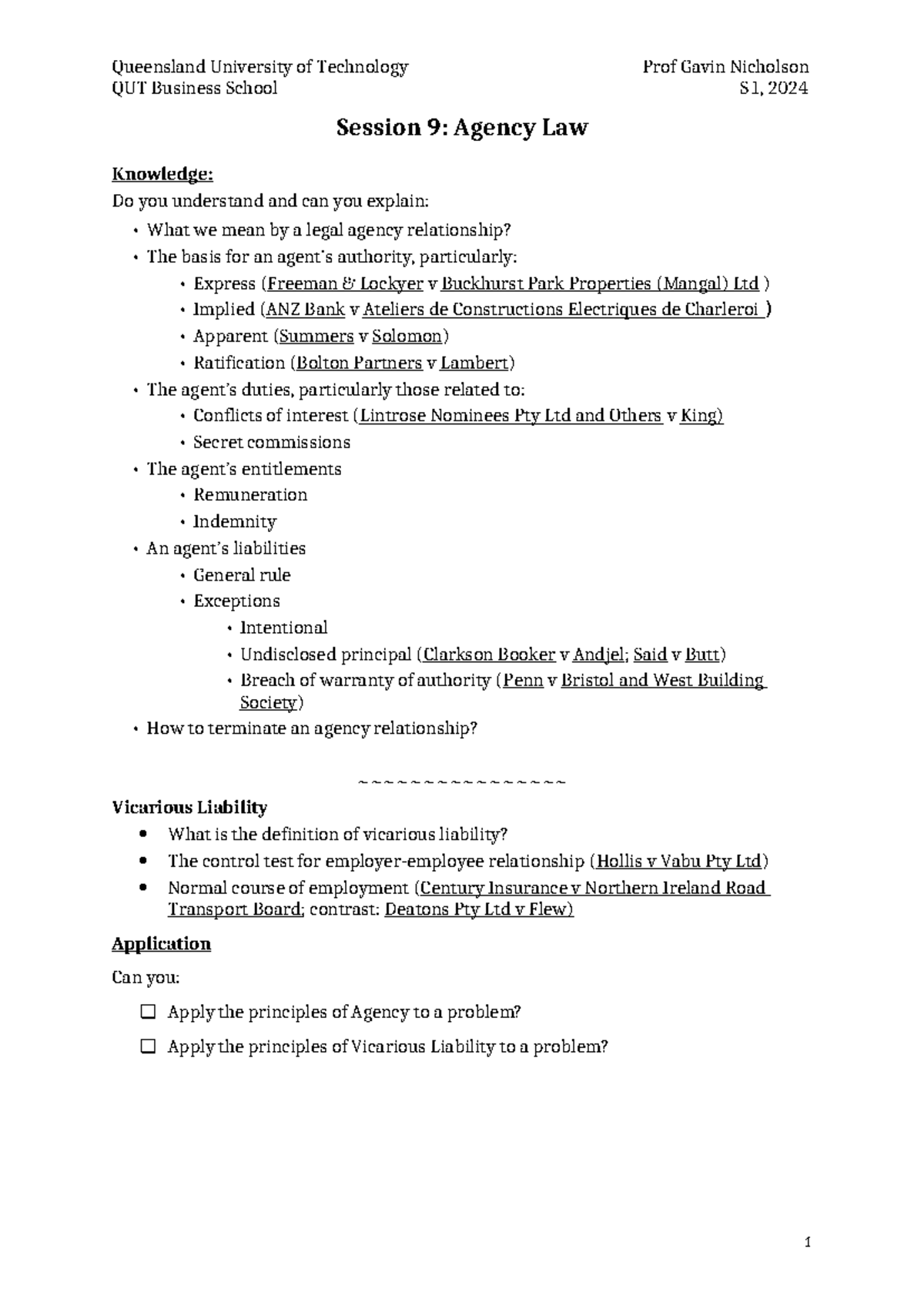 24S1.09 BSB151 Checklist - Queensland University of Technology Prof ...