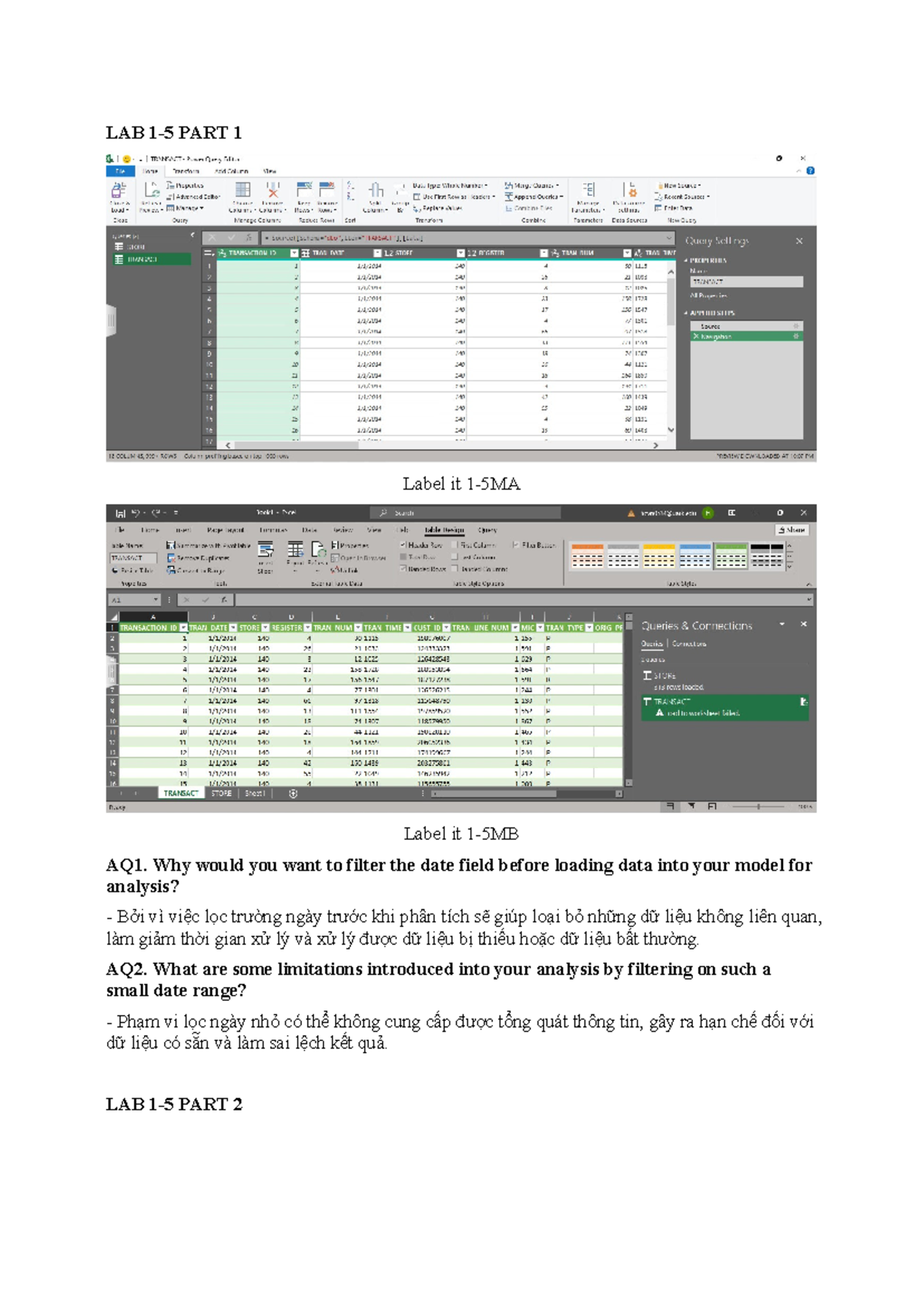 Lab 1 - Bài tập - LAB 1-5 PART 1 Label it 1-5MA Label it 1-5MB AQ1. Why would you want to filter ...